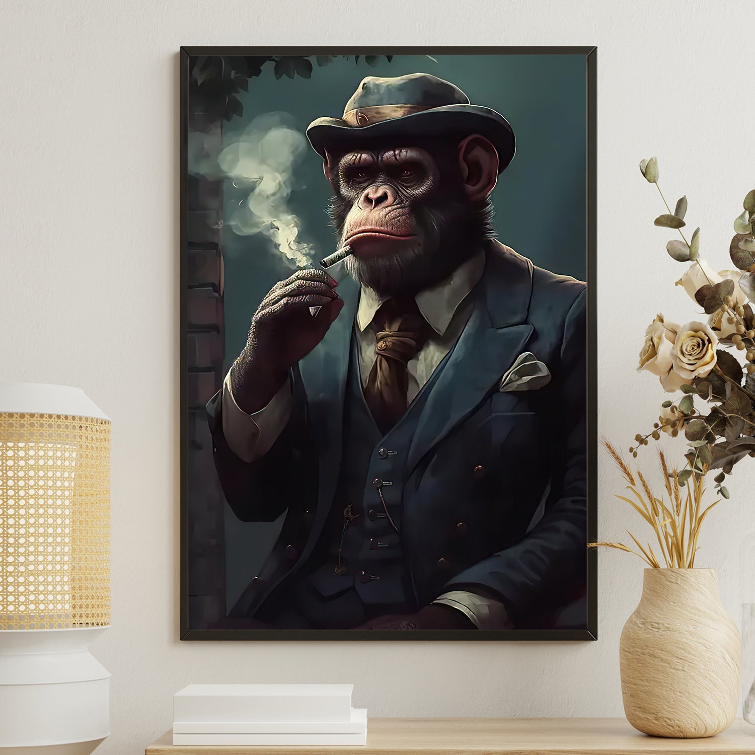 Gentleman Monkey Hold A Cigarette, Victorian Monkey Canvas Painting, W ...