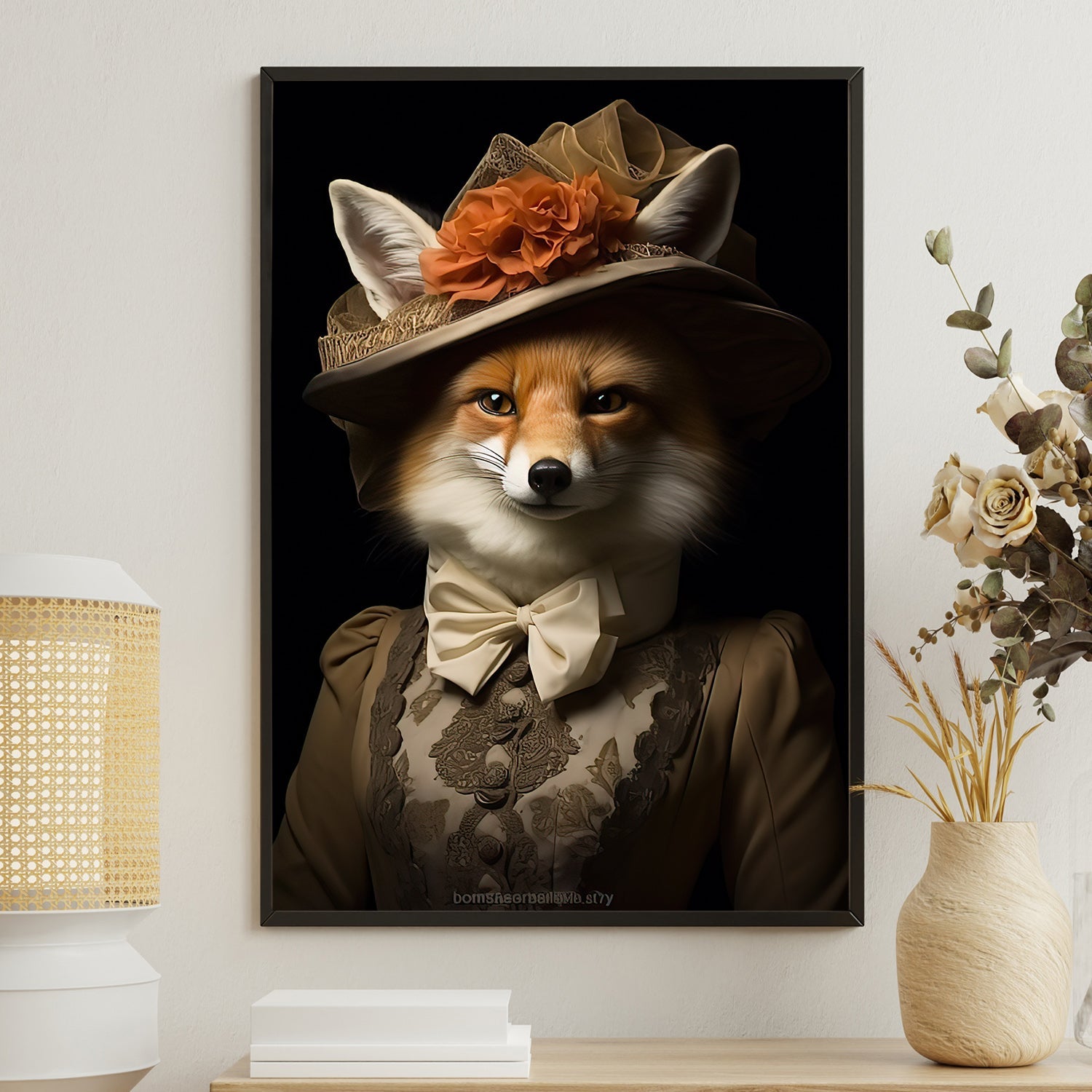Fox of the Victorian Era, Victorian Fox Canvas Painting, Mysterical Wa ...