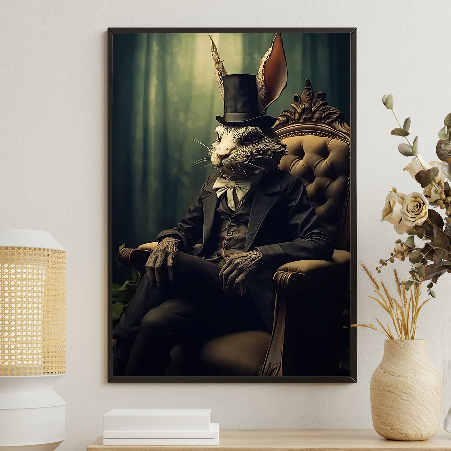 The Aristocratic Hare, Victorian Rabbit Canvas Painting, Mystery Wall ...
