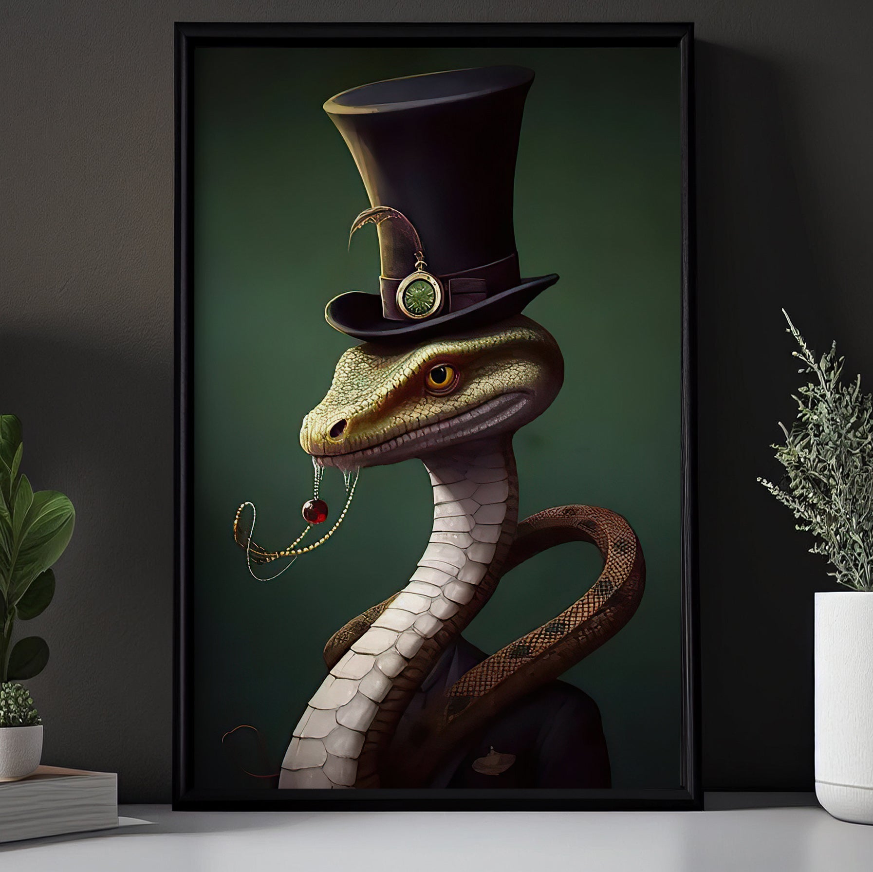 Serpentine Sophistication The Dapper Reptile, Victorian Snake Canvas P ...