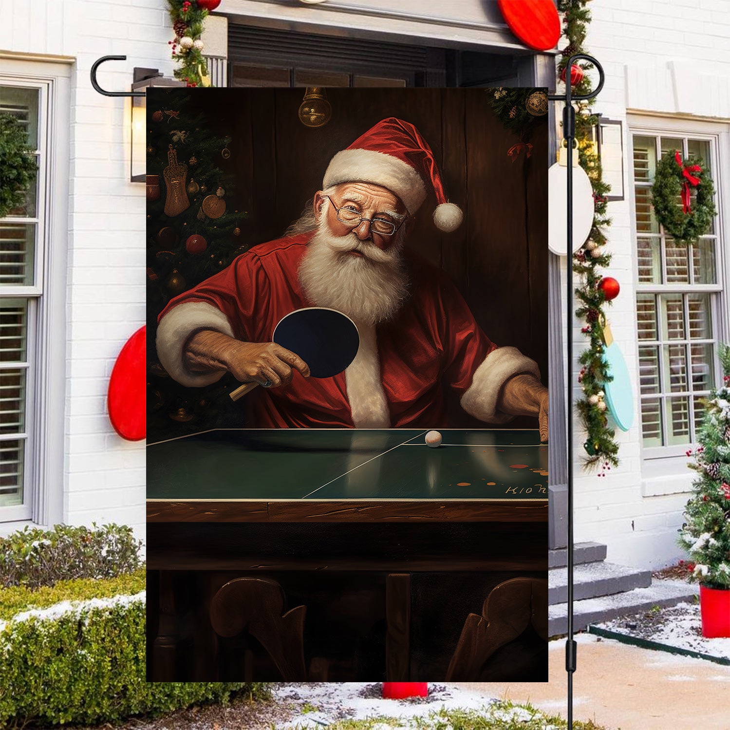 A Holiday Ping Pong Challenge Christmas, Santa Claus Xmas Garden Flag ...