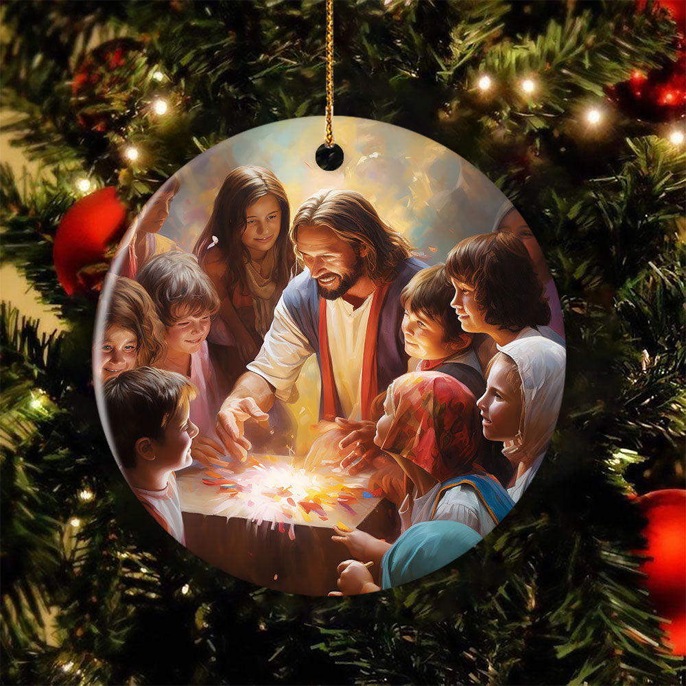 A Moment of Unity and Grace, Nativity Circle Ceramic Ornament Christma ...