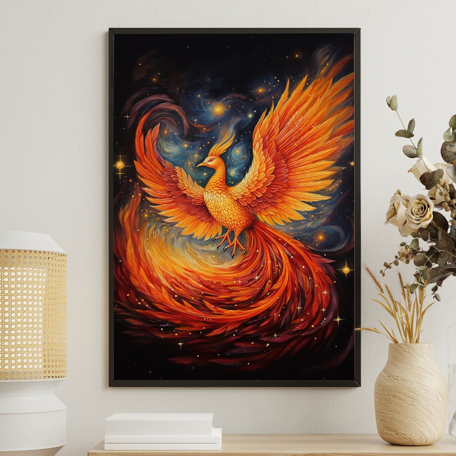Resplendent Rebirth Dance of the Cosmic Phoenix, Christmas Canvas Pain ...