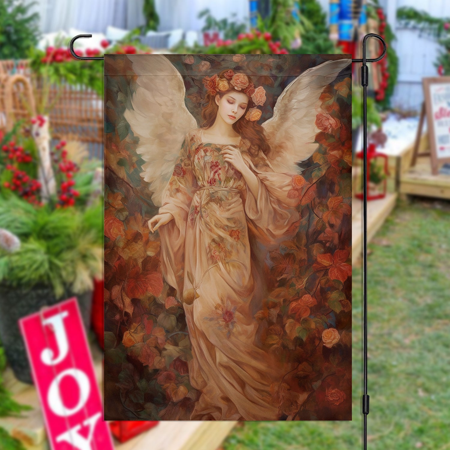 Angel In The Rose Garden, Angel Garden Flag & House Flag Gift, Angel F ...