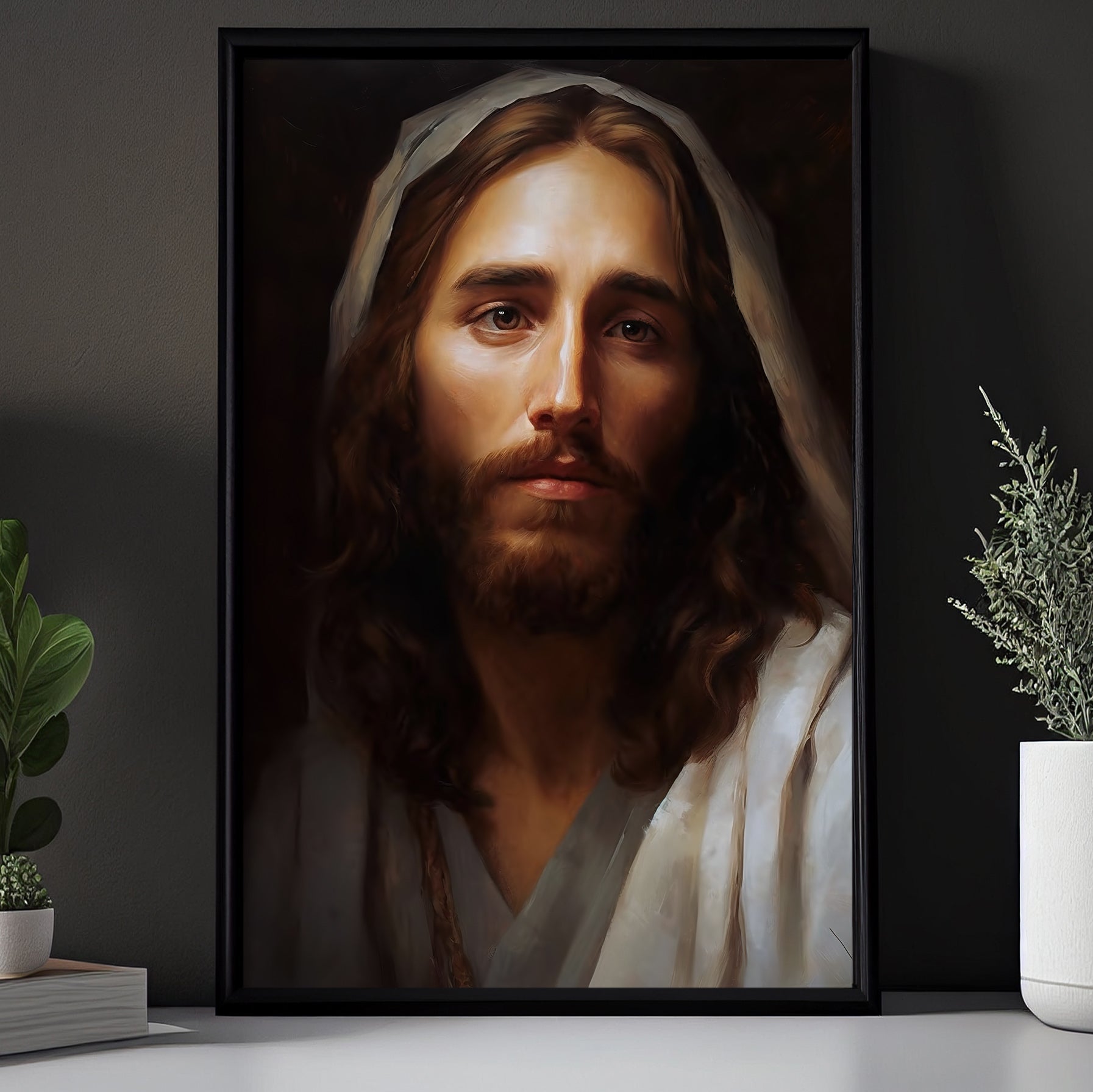 Contemplative Gaze of Sacred Wisdom, Jesus Christian Canvas Painting ...