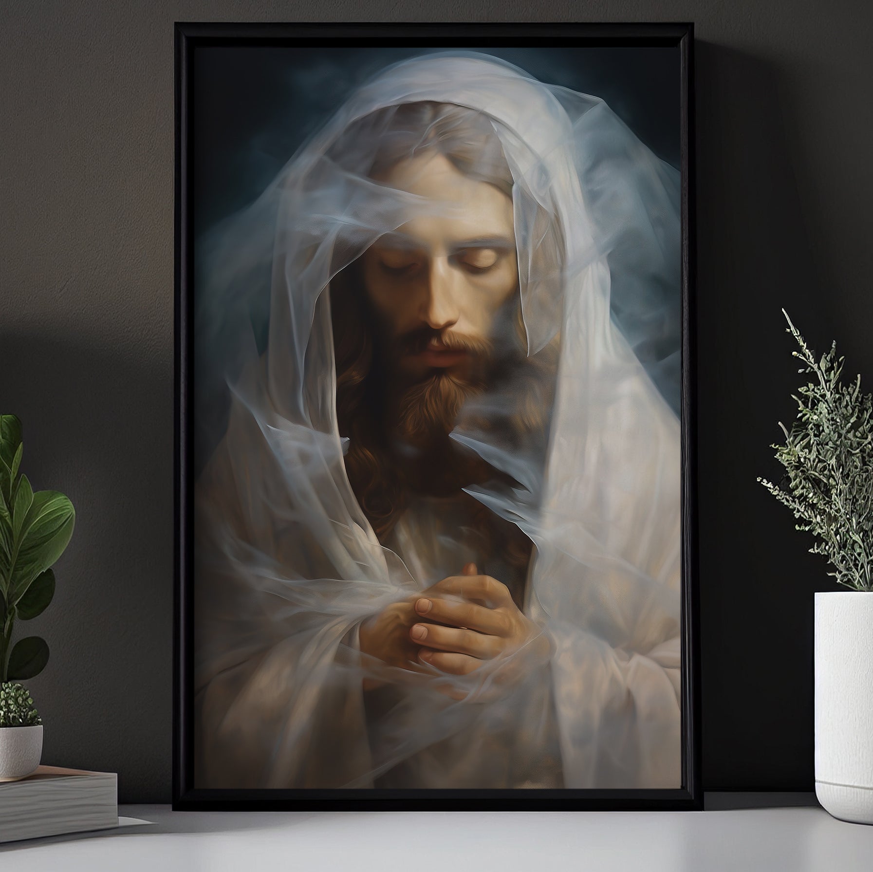 Contemplation in the Veil, Jesus Christian Canvas Painting, Xmas Wall ...