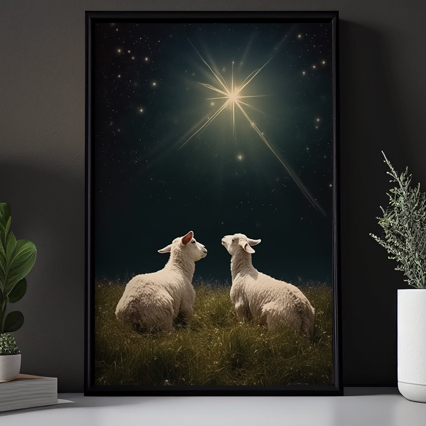 Two Goats Look At The Star, Goat Canvas Painting, Wall Art Decor - Goa ...