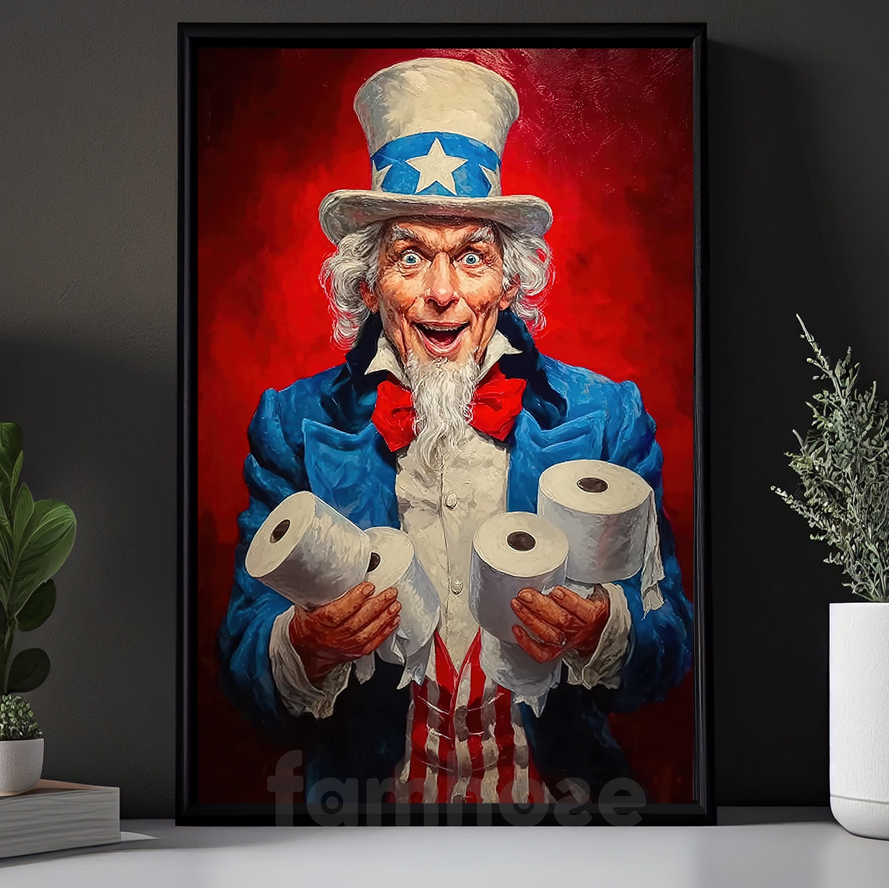 July 4th Uncle Sam Toilet Canvas Painting, Patriotic Toilet Paper Bath ...