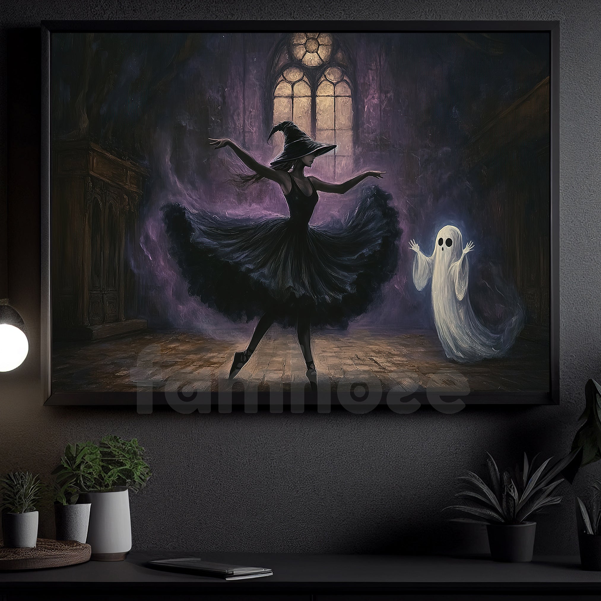 Halloween Witch Ballet Canvas Painting, Phantom Ballet Wall Art Decor ...