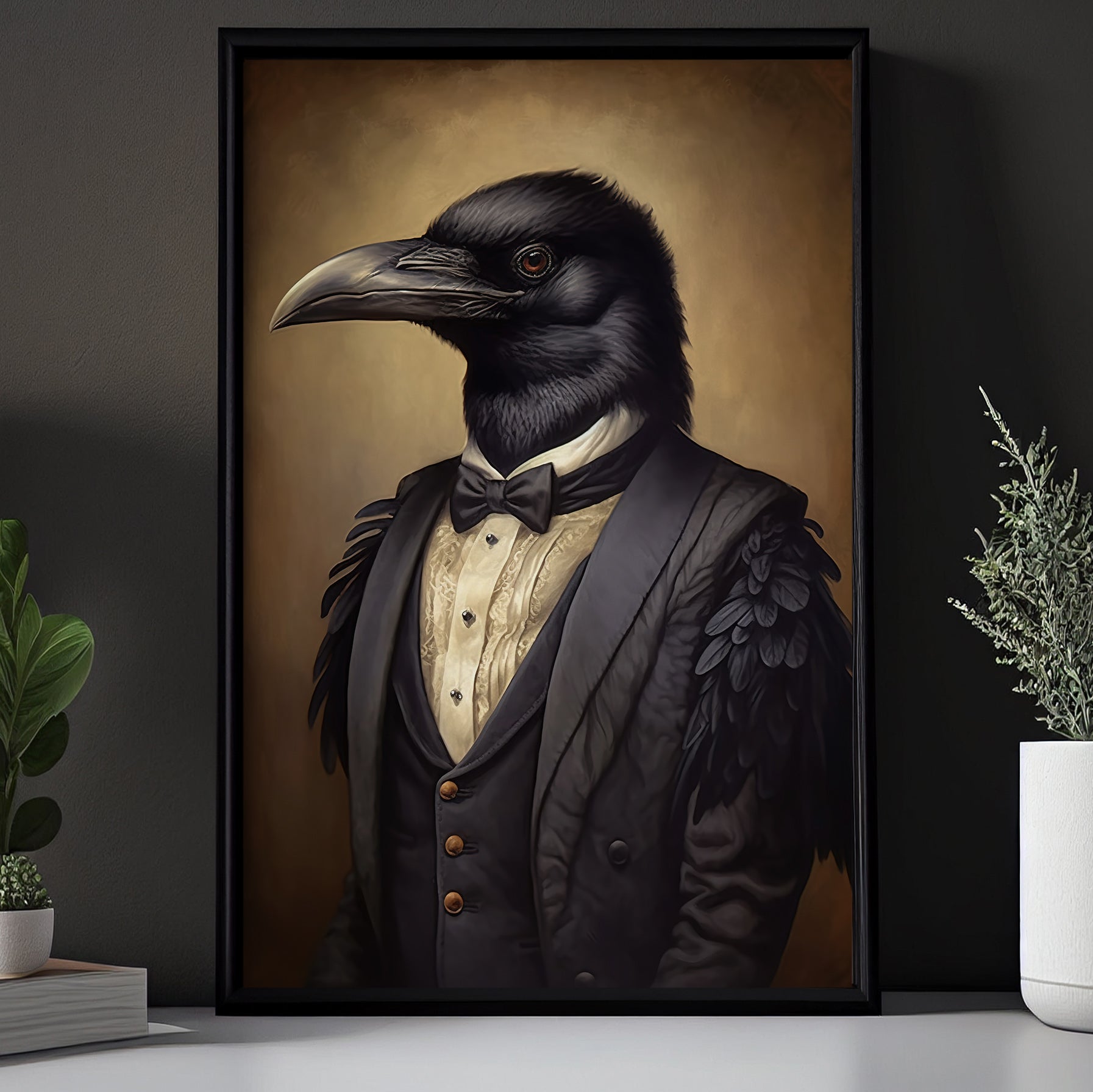 The Raven's Regalia, Victorian Raven Canvas Painting, Victorian Animal ...