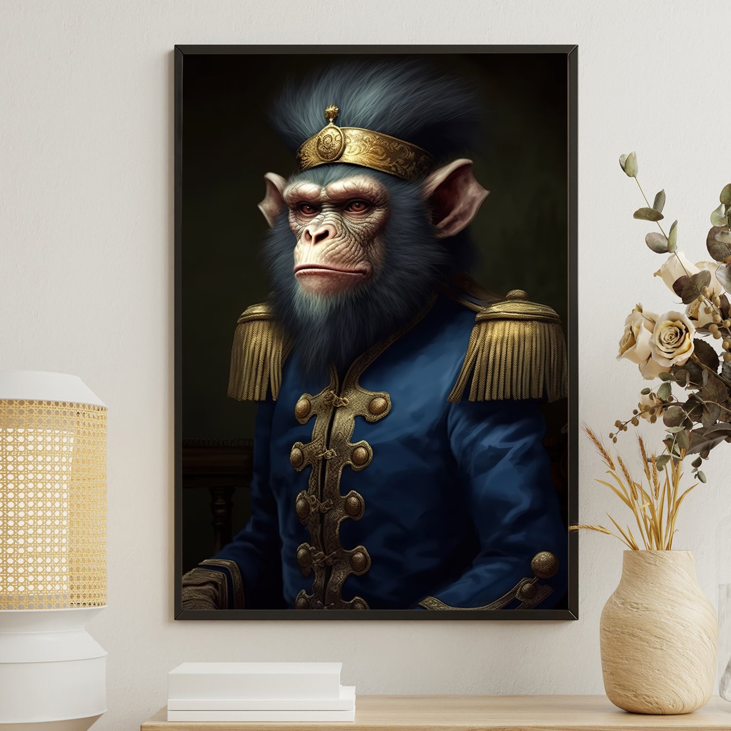 Monkey In Military Uniform, Victorian Monkey Canvas Painting, Monkey W ...
