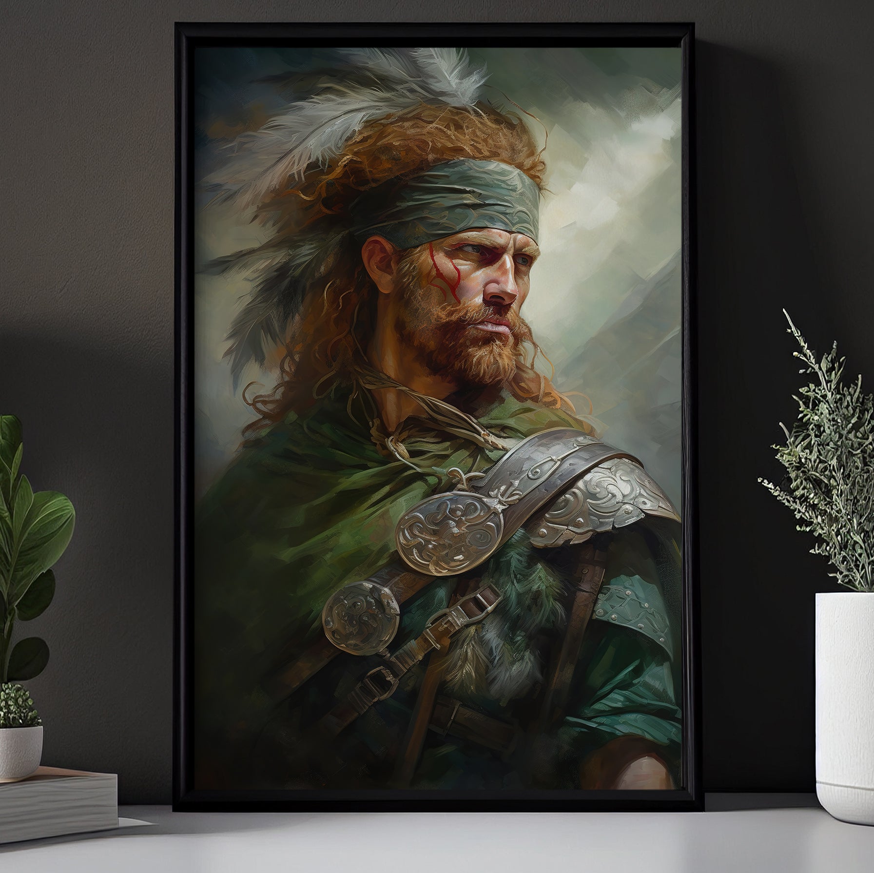 Portrait Of A Celtic Warrior, Victorian Warrior Canvas Painting, Wall ...