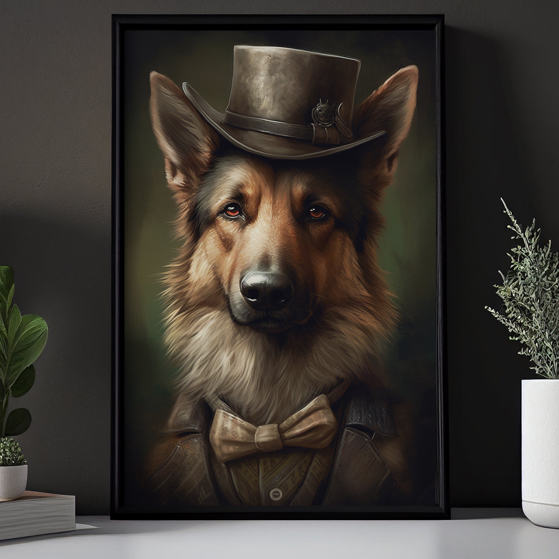 Gentlemen German Shepherd In Victorian Style, Victorian Dog Canvas Pai ...