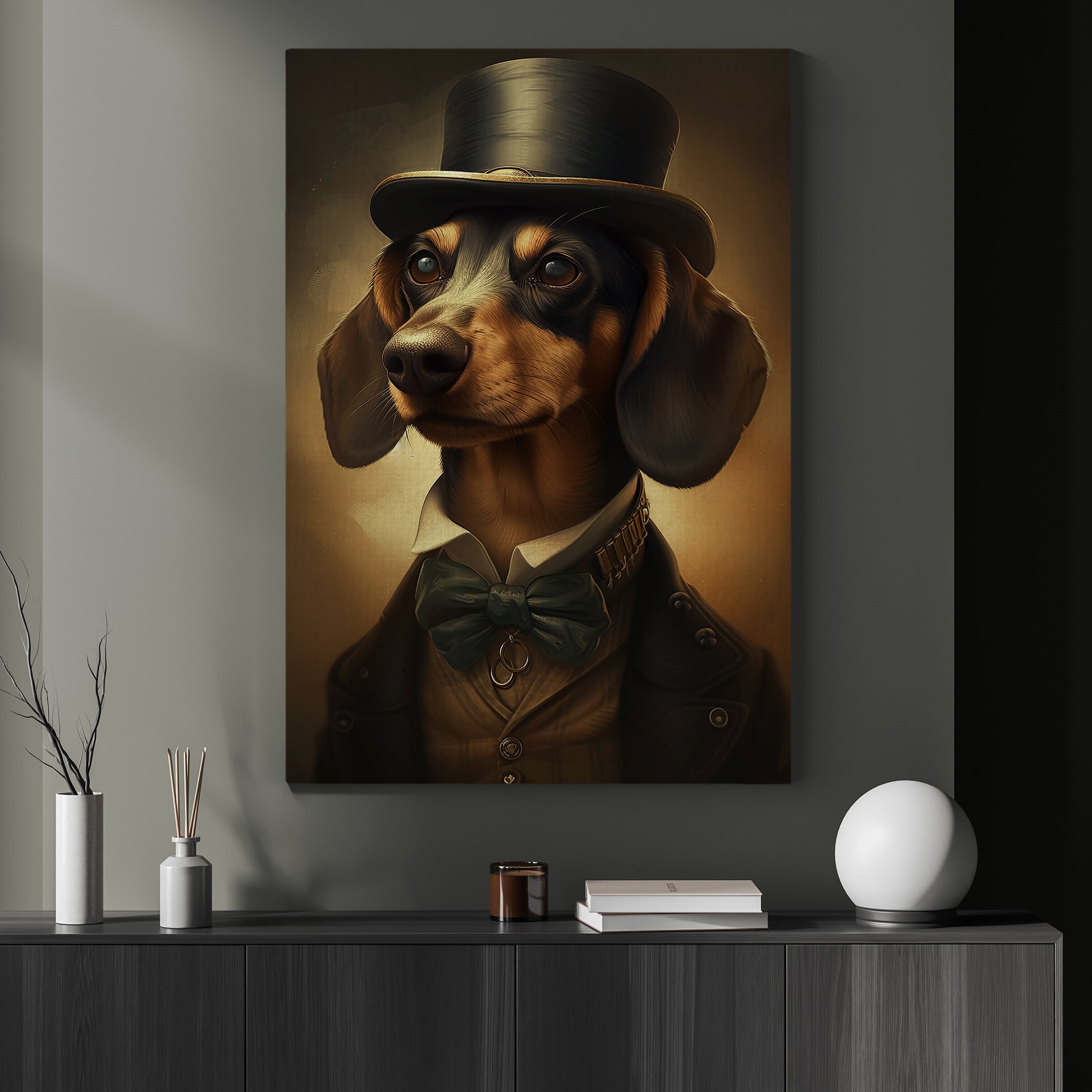 Gentlemen Dachshund In Victorian Style, Victorian Dog Canvas Painting ...