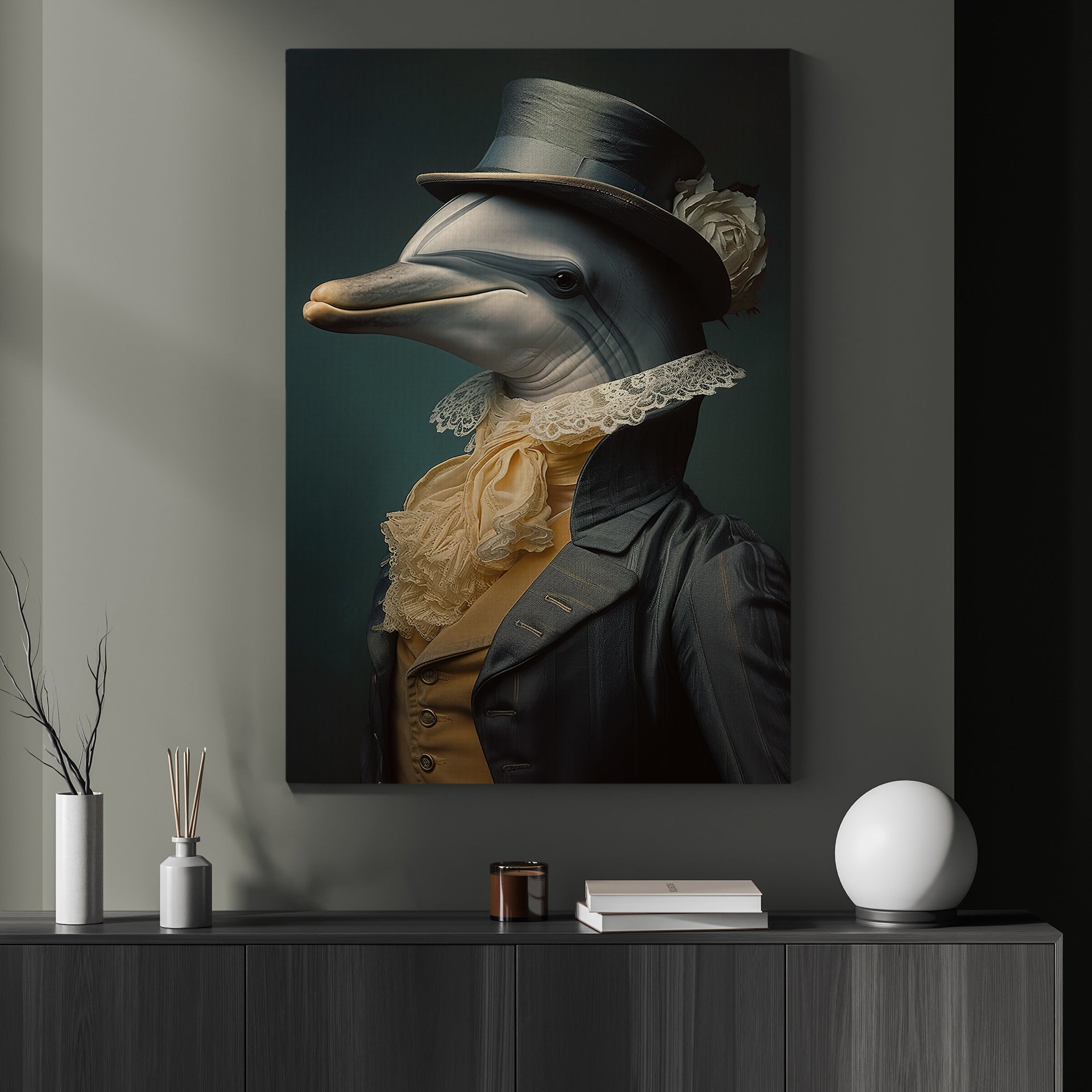 Dolphins In Victorian Style, Victorian Dolphin Canvas Painting, Victor ...