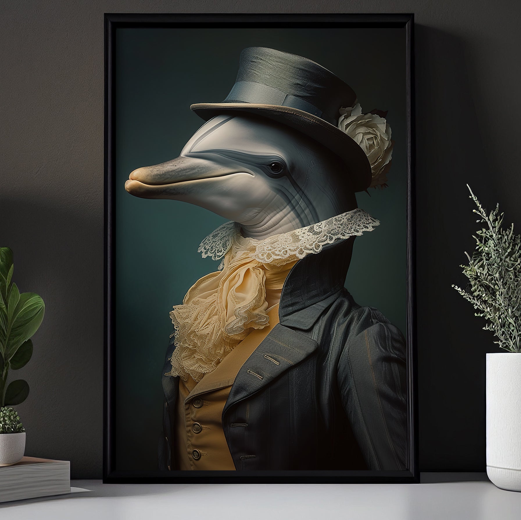 Dolphins In Victorian Style, Victorian Dolphin Canvas Painting, Victor ...