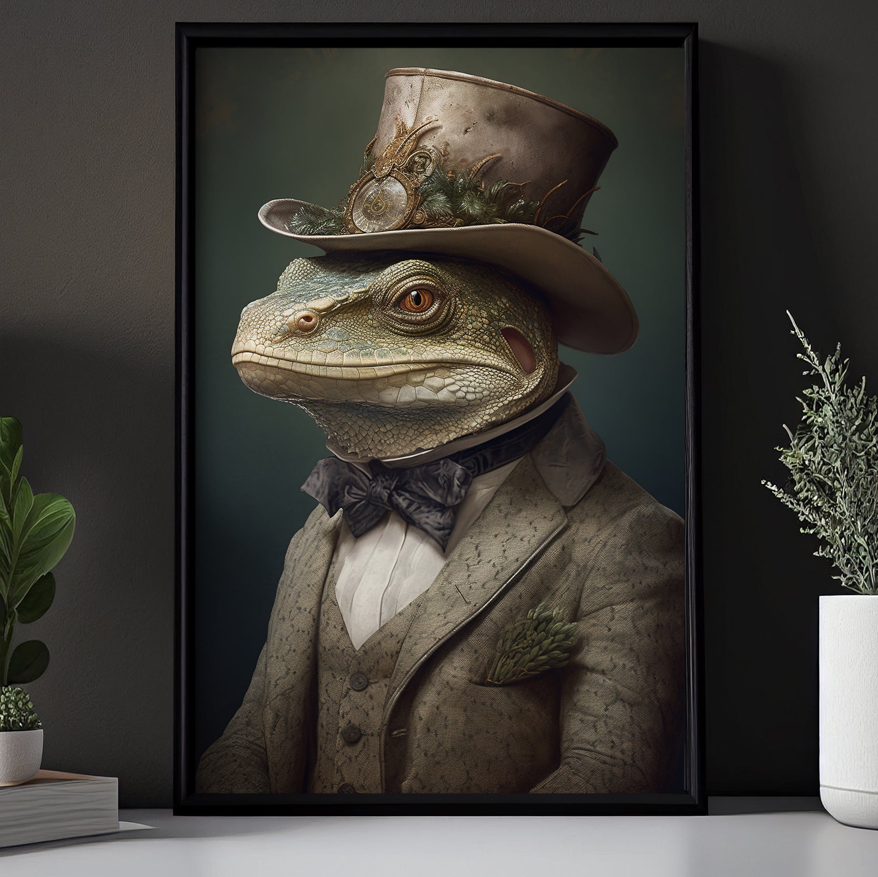 Lizards In Victorian Suit, Victorian Lizards Canvas Painting, Victoria ...