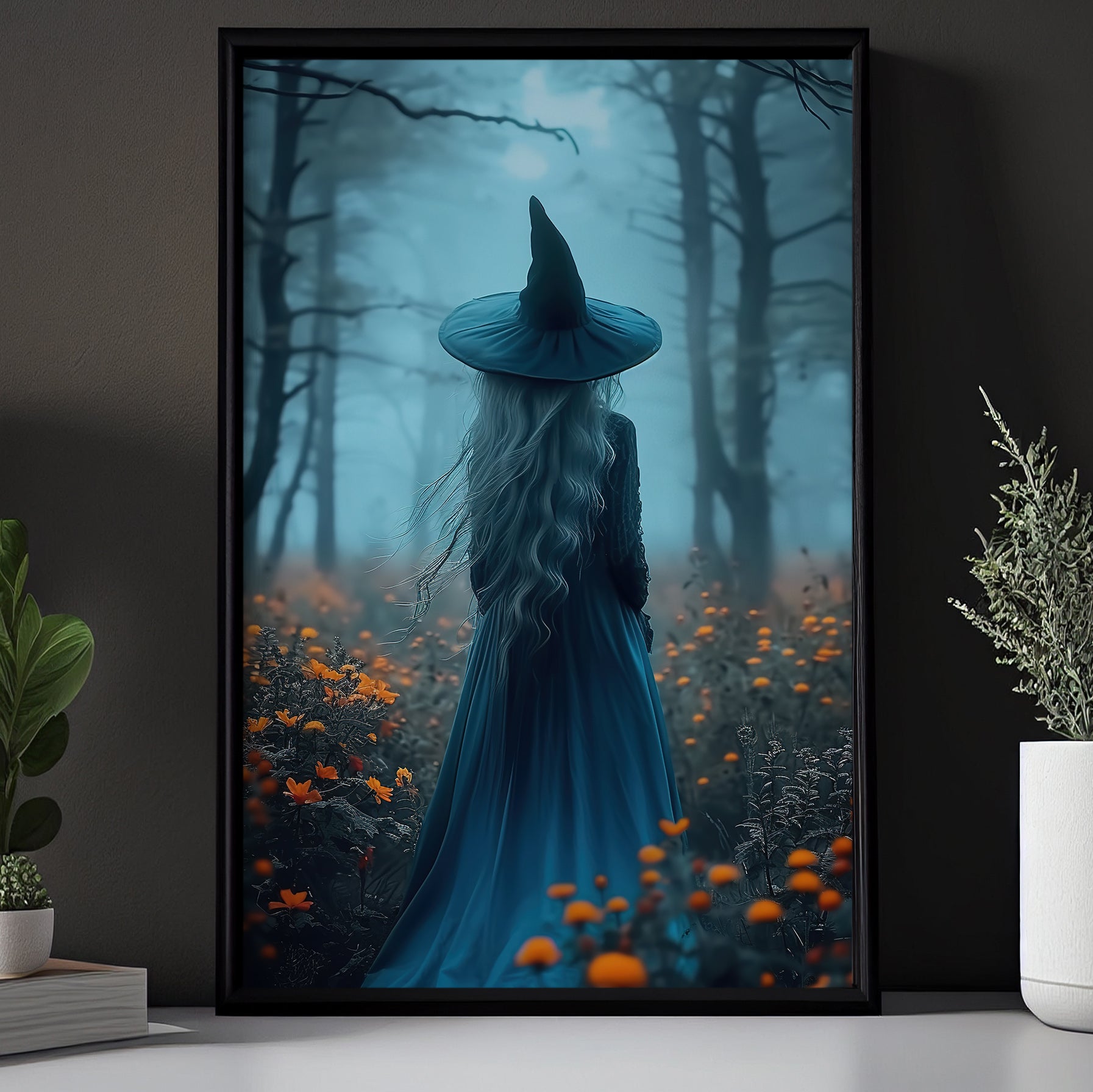 The Blue Witch's Solitude, Witches Canvas Painting, Spooky Season Wall ...