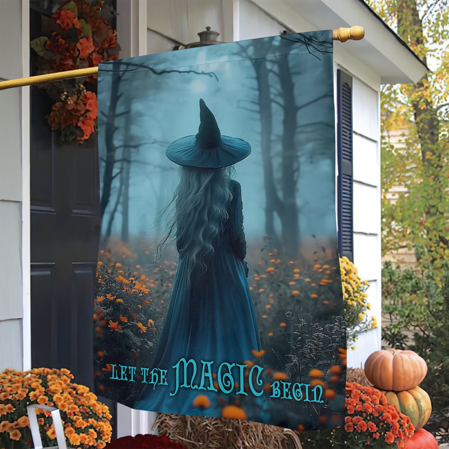The Blue Witch, Halloween Garden Flag & House Flag, Witch Outdoor Deco ...