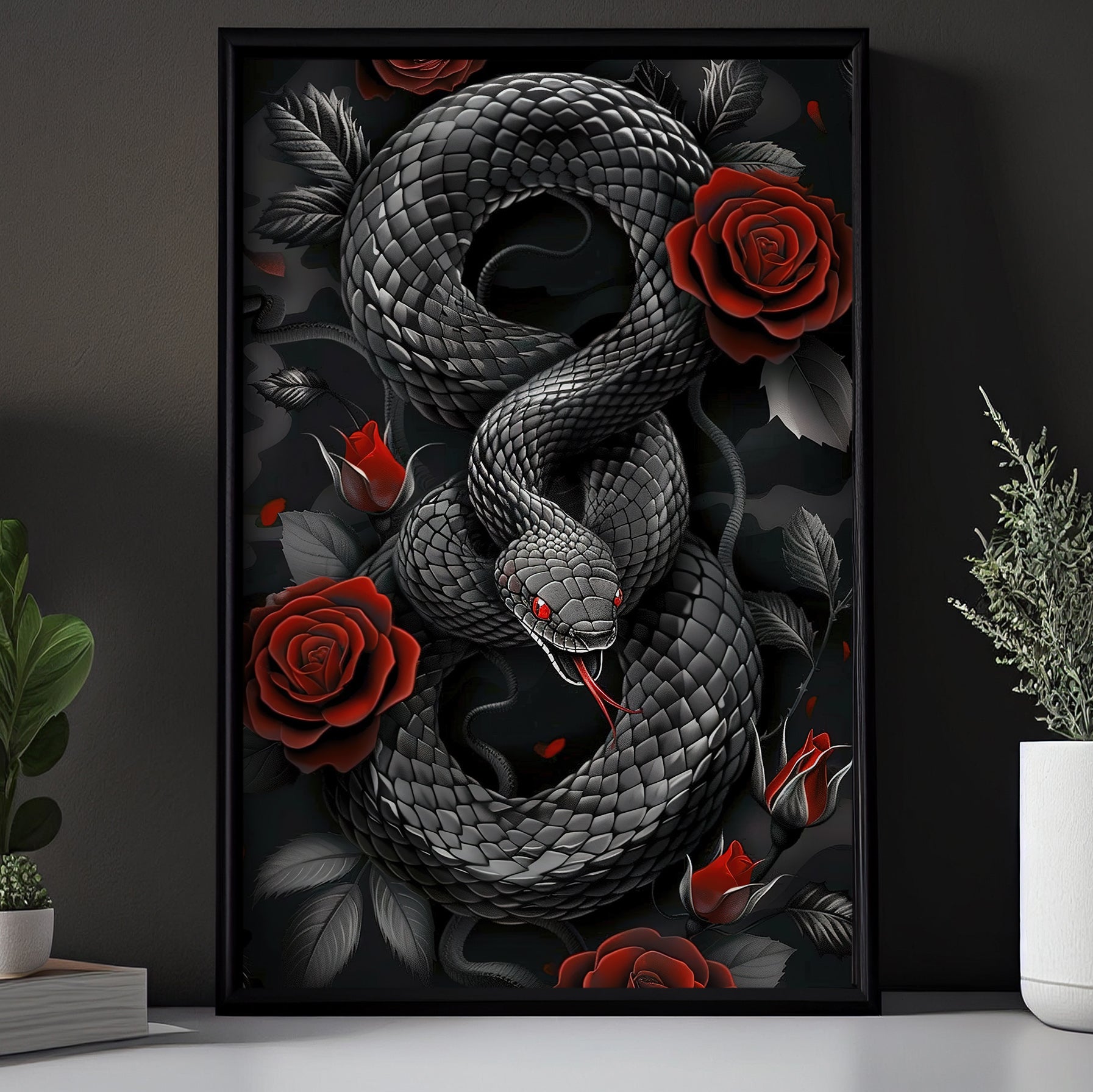 The Magic Of Snakes, Snake Canvas Painting, Gothic Wall Art Decor, Pos ...
