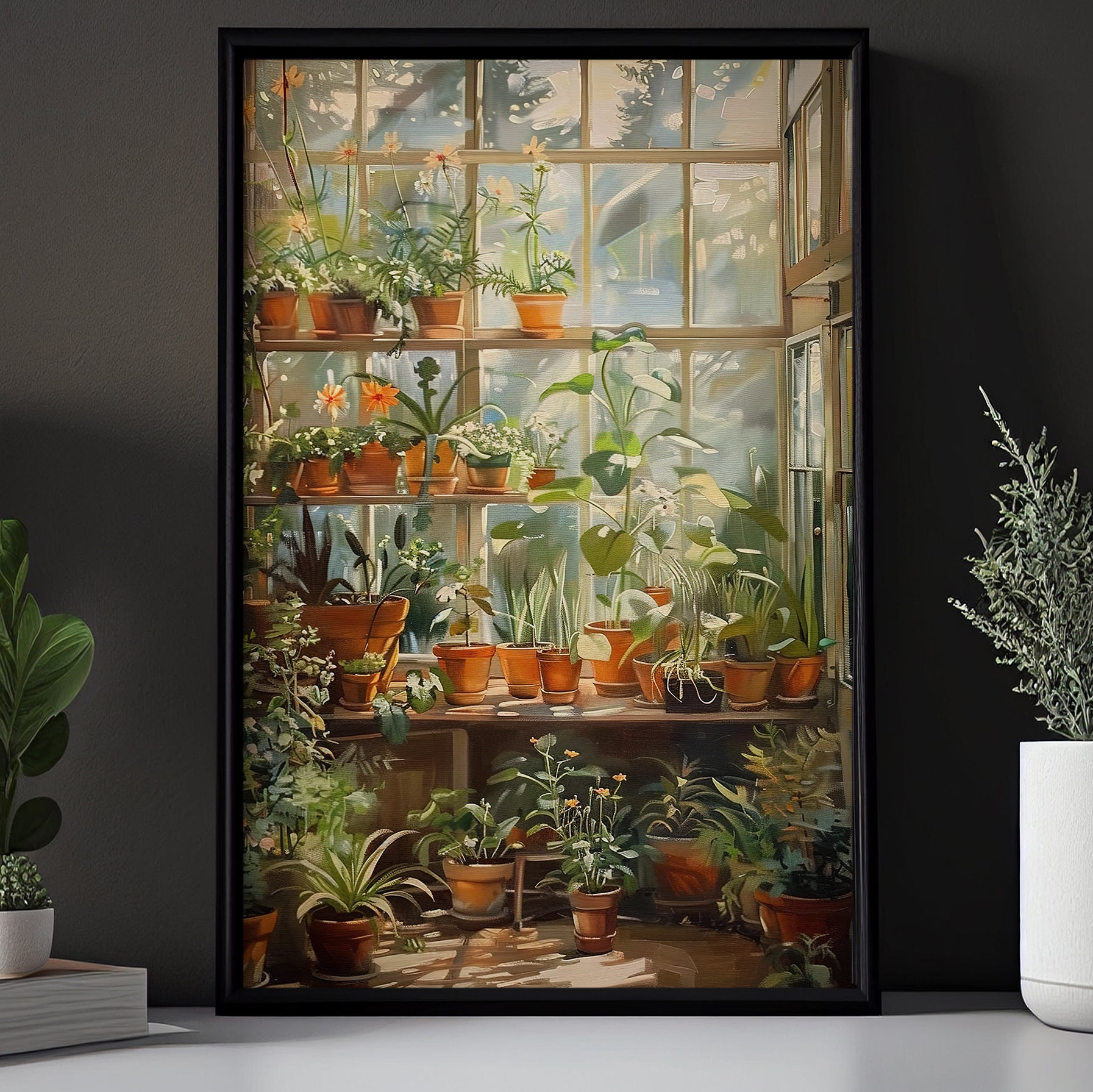 A Window Garden Oasis Canvas Painting, Nature Garden Wall Art Decor, P ...