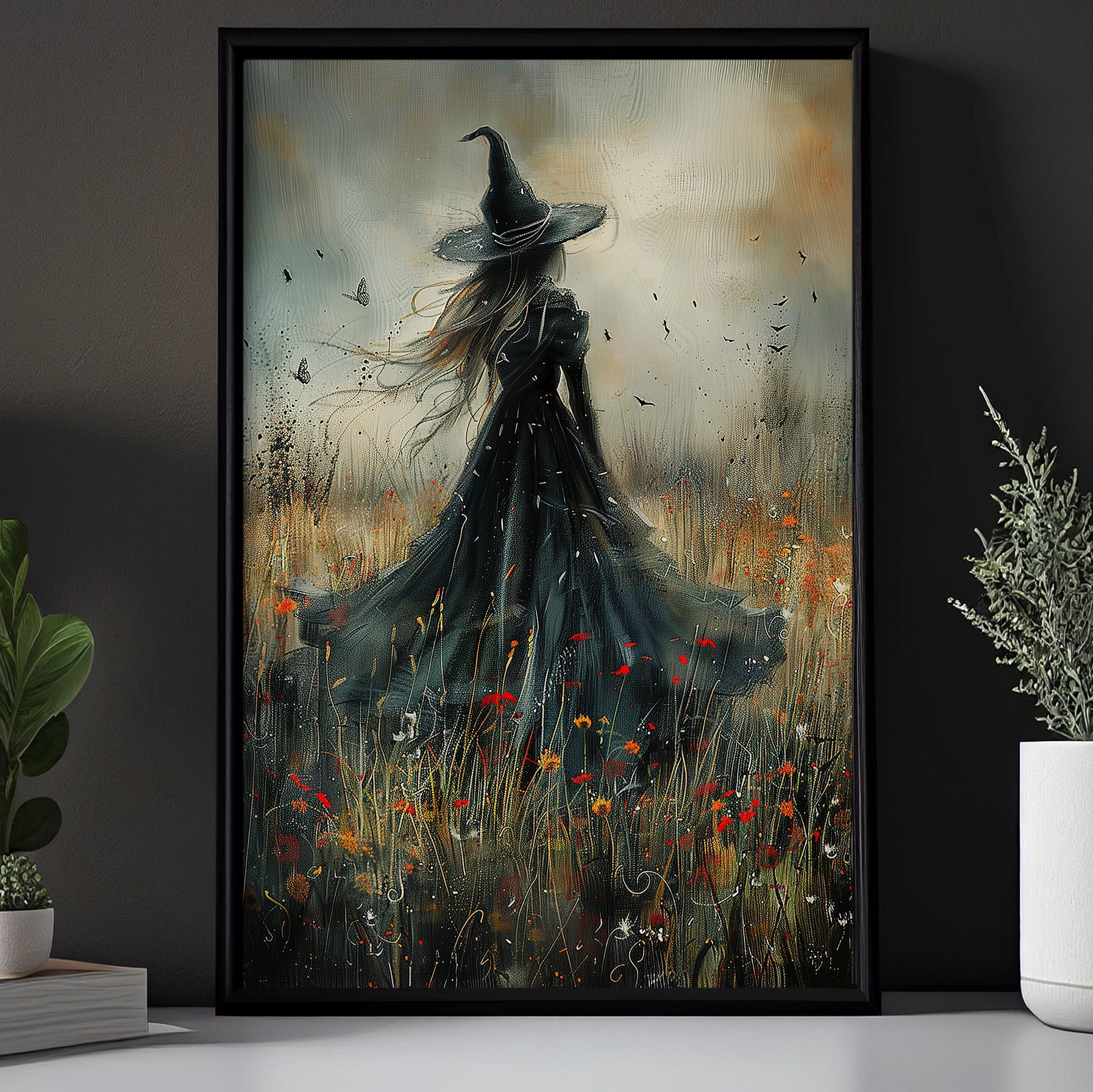 Through The Mystic Field, Witches Canvas Painting, Spooky Season Wall ...
