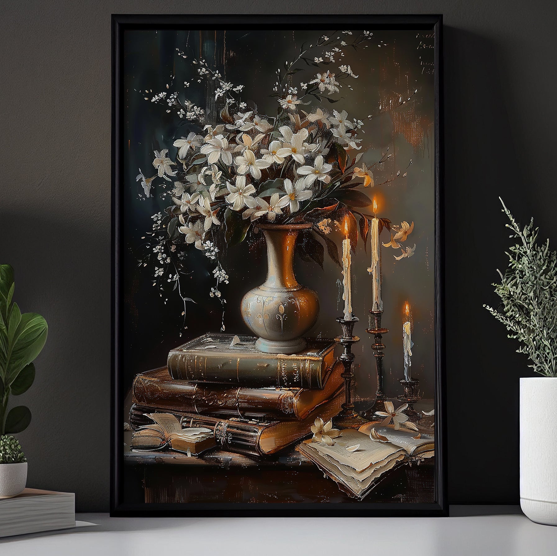 Candlelit Reverie, Vinatge Canvas Painting, Modern Wall Art Decor, Pos ...