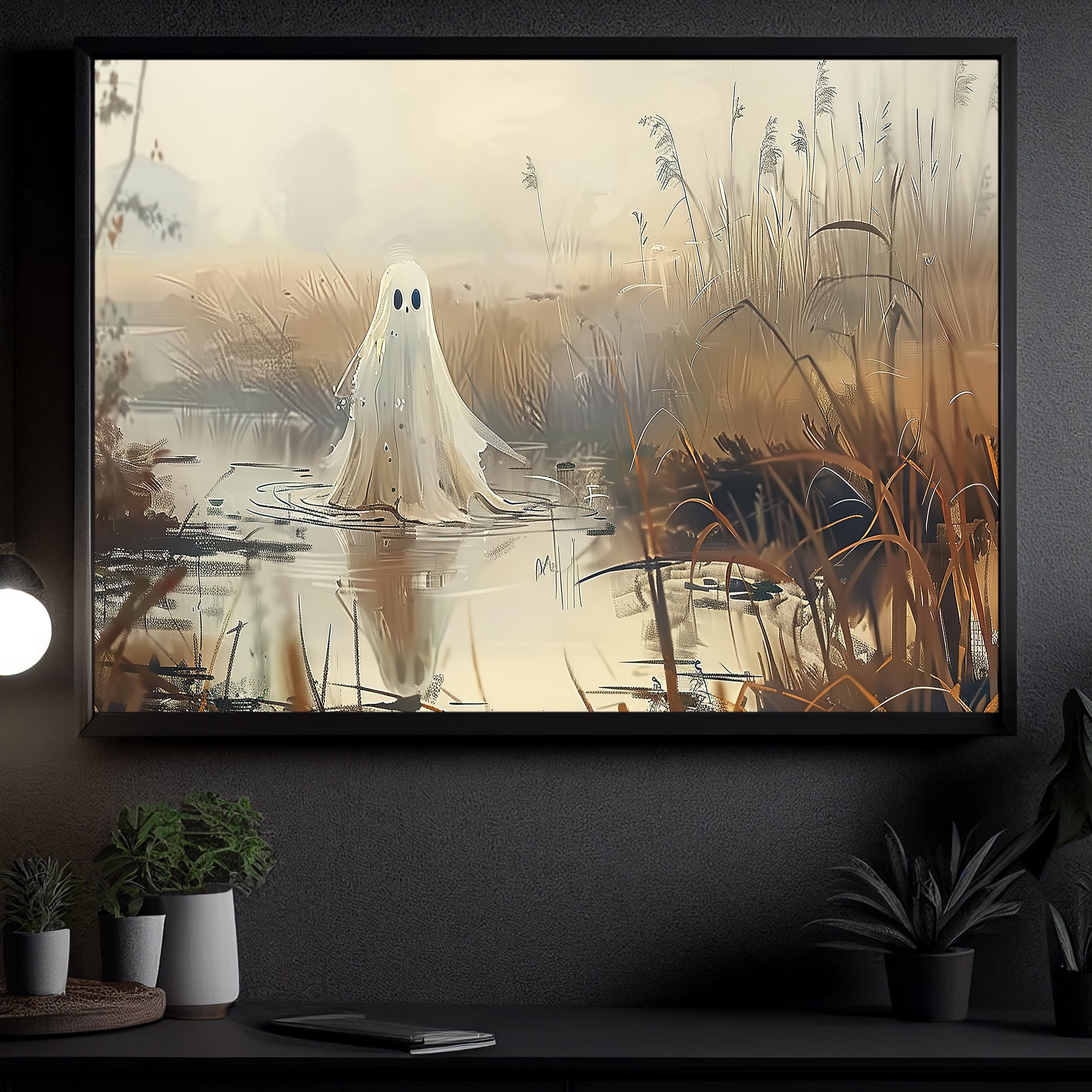 Ethereal Waters, Ghost Canvas Painting, Spooky Season Wall Art Decor ...