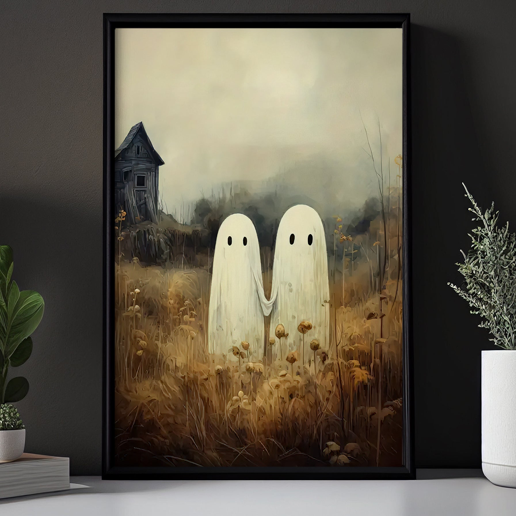 Haunted Companions, Ghost Canvas Painting, Spooky Season Wall Art Deco ...