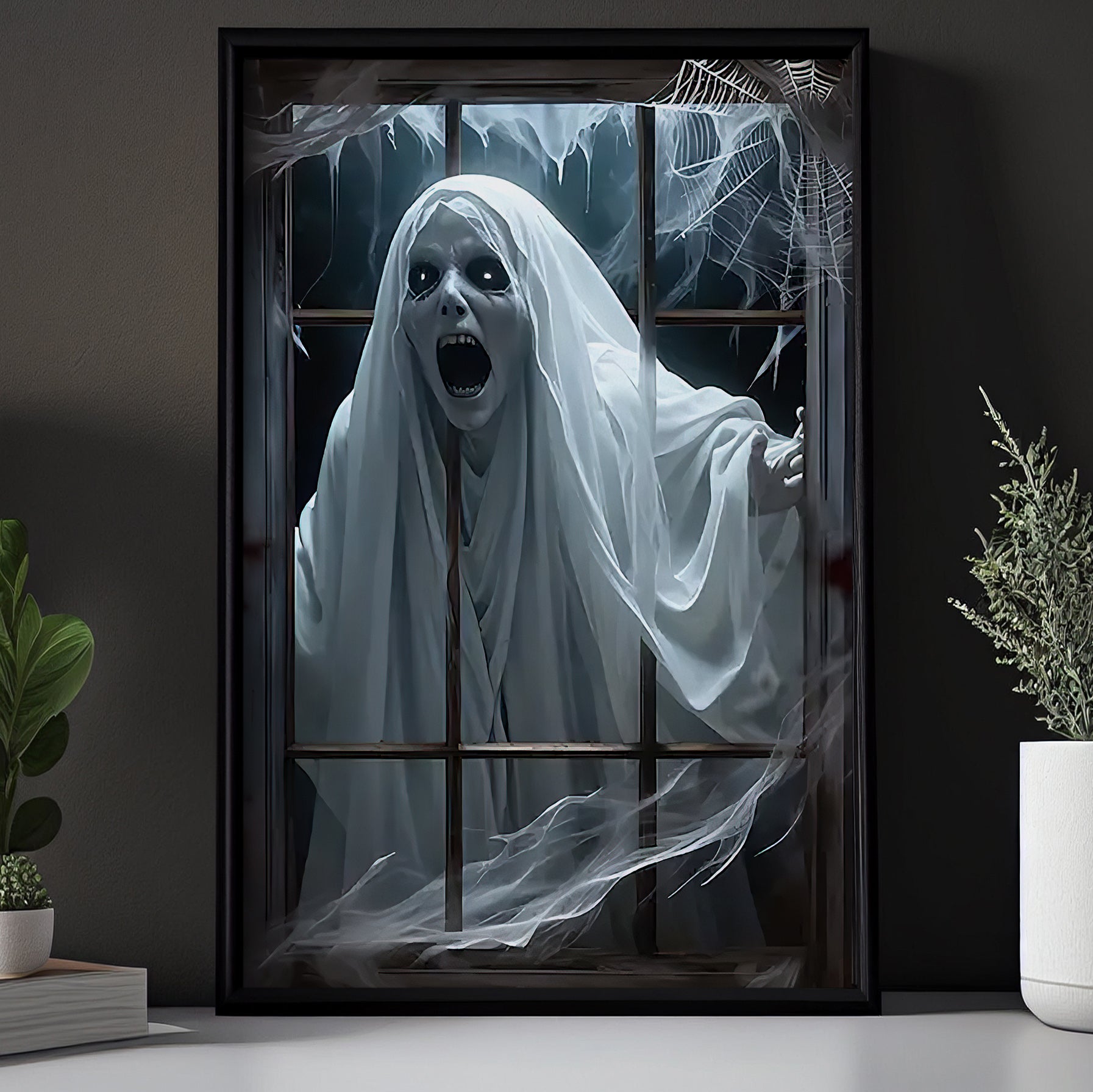 The Haunting Gaze, Ghost Canvas Painting, Spooky Season Wall Art Decor ...