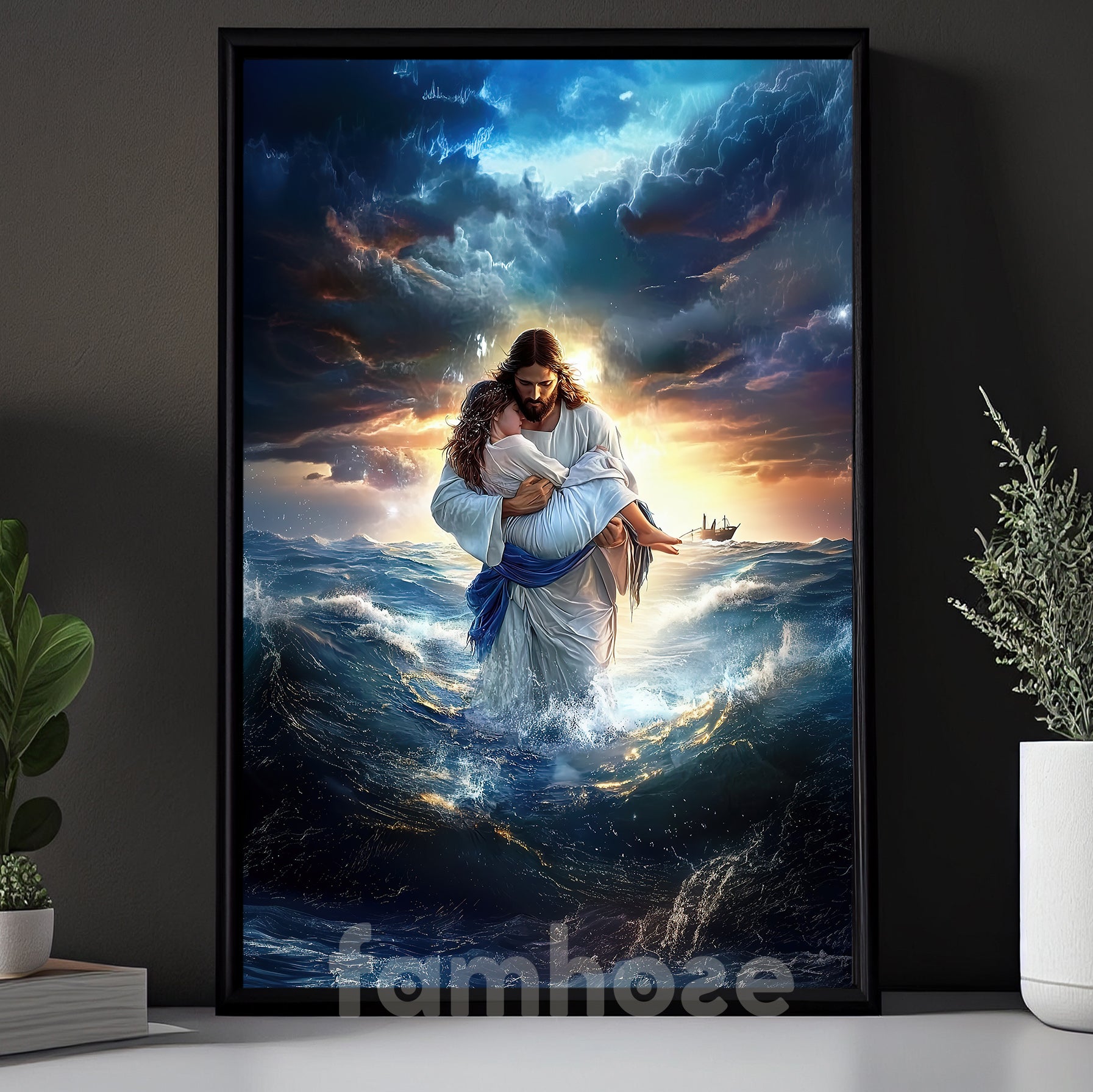 God Canvas Painting, Jesus, My Refuge In The Storm Wall Art Decor, Pos ...