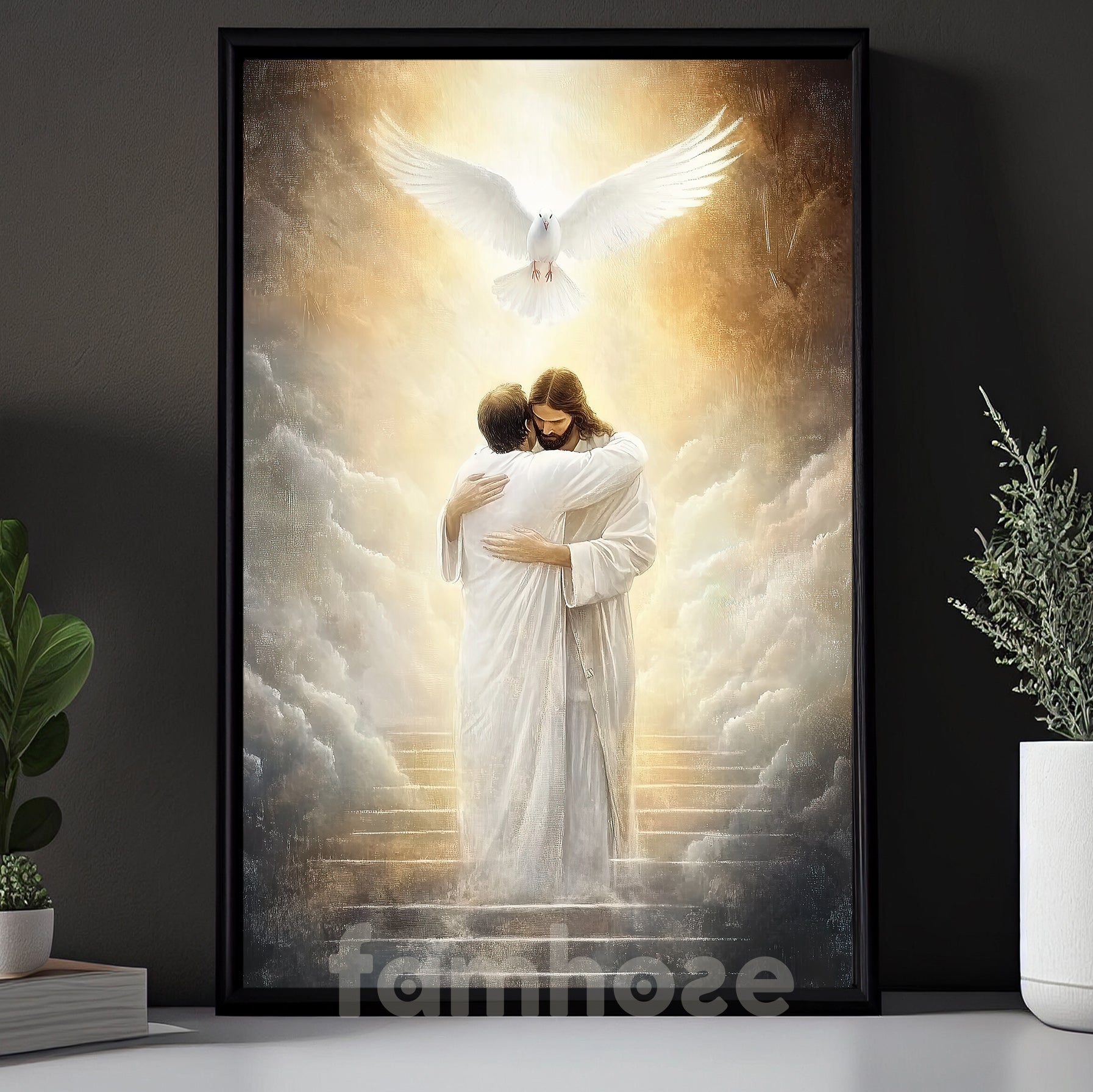 God Canvas Painting, Eternal Embrace Jesus Wall Art Decor, Poster Gift ...