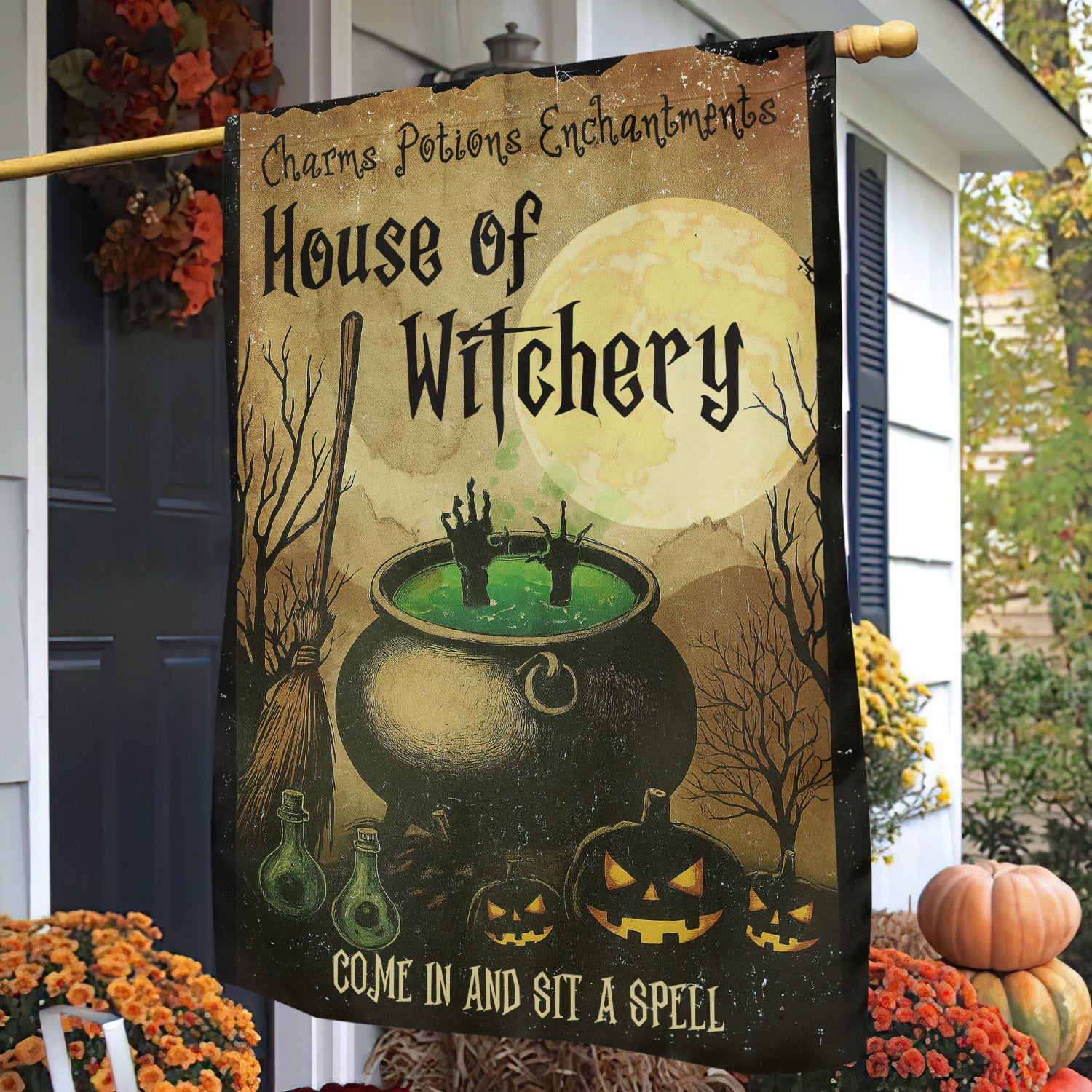 Funny Halloween Witch Flag House Flag, House Of Witchery Yard Flag Spo ...