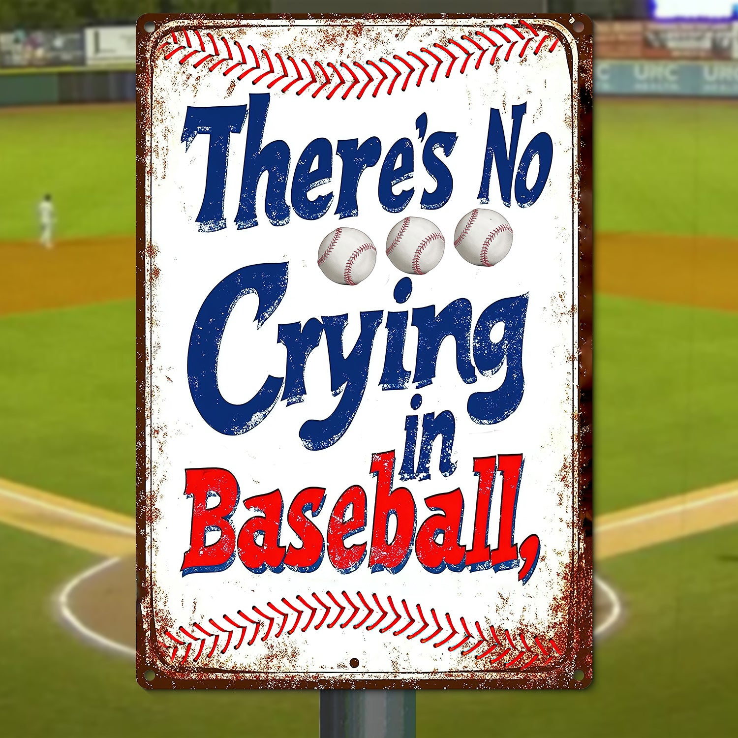 Motivational Baseball Metal Sign, There's No Crying In, Welcome To The ...