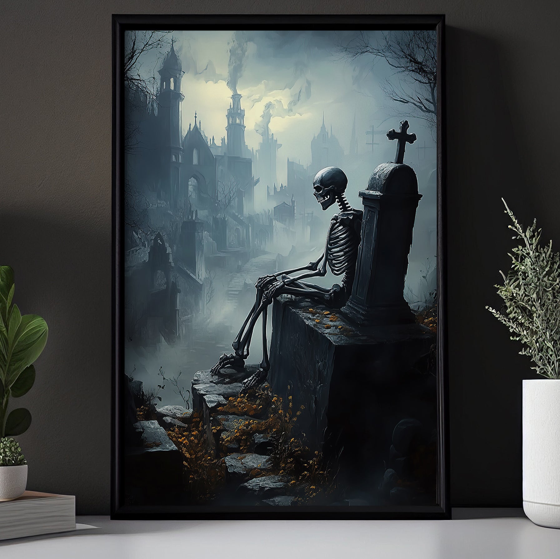 The Keeper Of Shadows, Skeleton Canvas Painting, Spooky Season Wall Ar ...