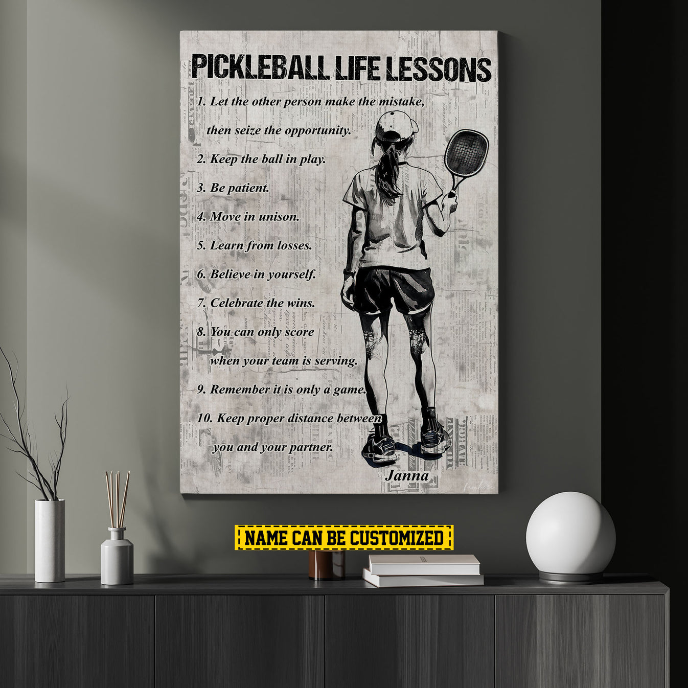 Pickleball Life Lessons, Motivational Pickleball Canvas Painting, Insp ...