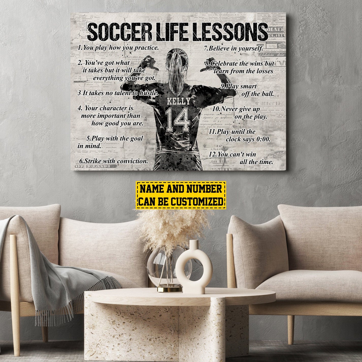 Soccer Life Lessons, Personalized Motivational Soccer Canvas Painting ...