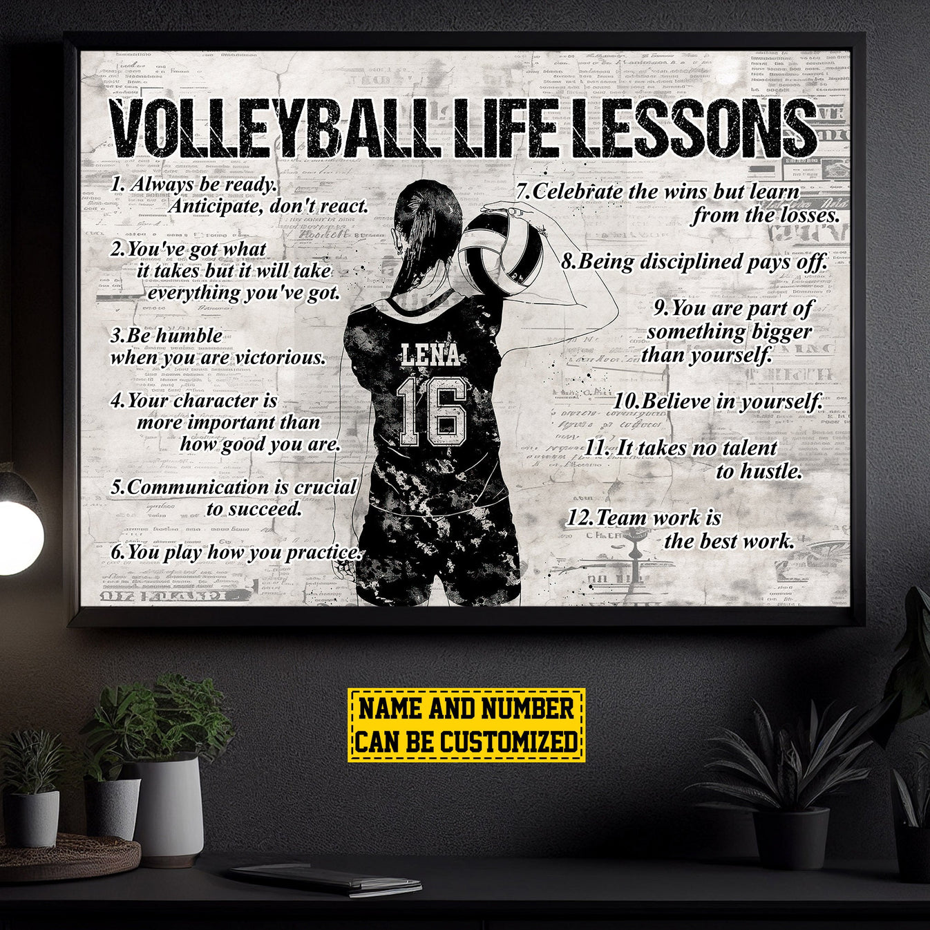 Volleyball Life Lessons, Personalized Motivational Volleyball Canvas P ...