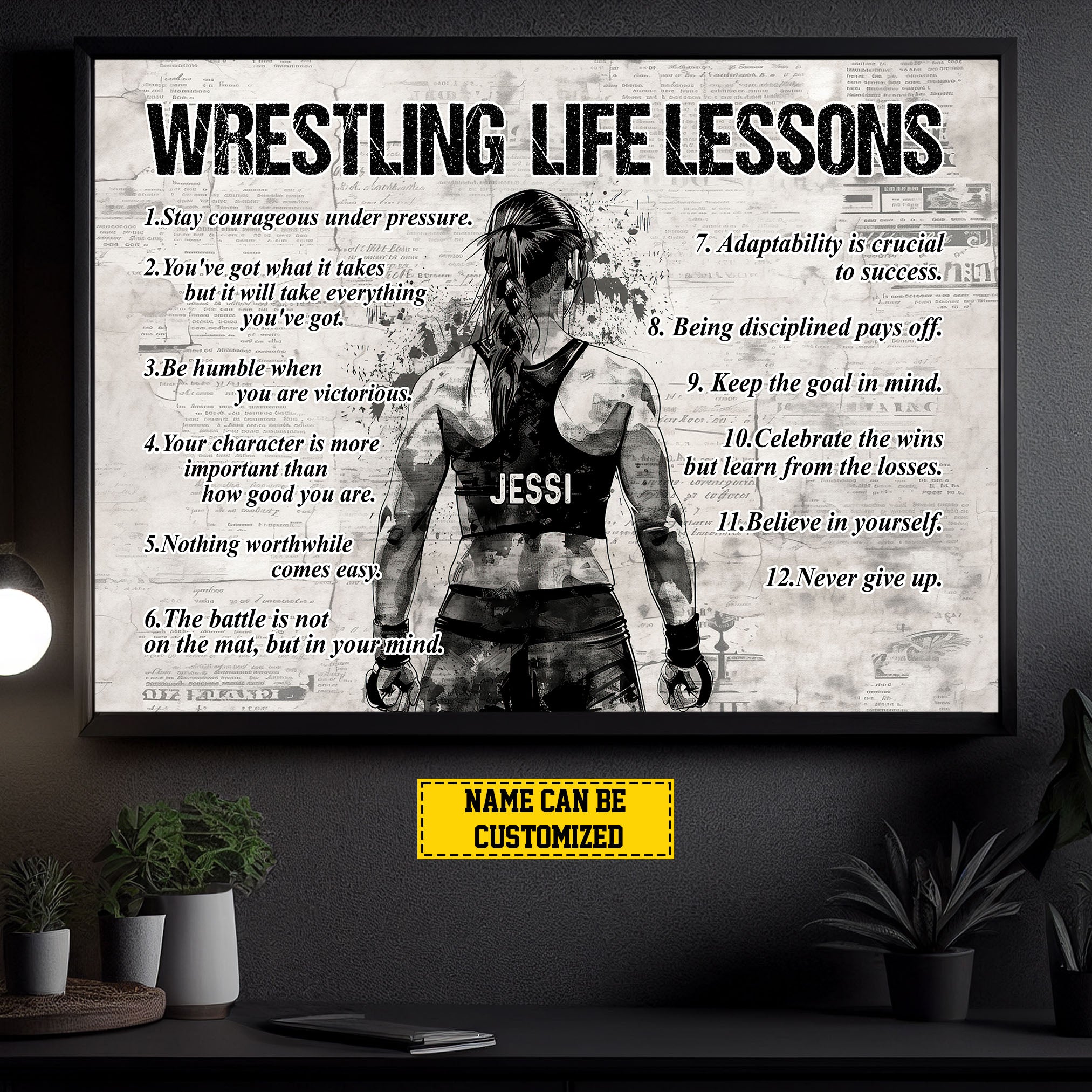 Wrestling Girl Life Lessons, Personalized Motivational Wrestling Canva ...