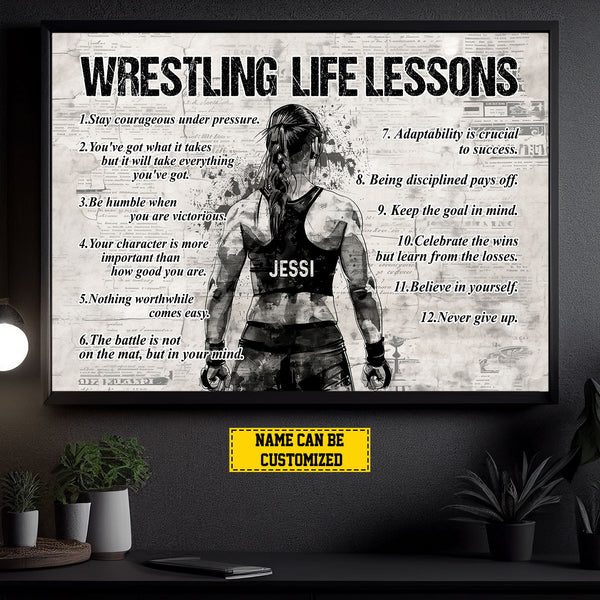 Wrestling Girl Life Lessons, Personalized Motivational Wrestling Canva ...