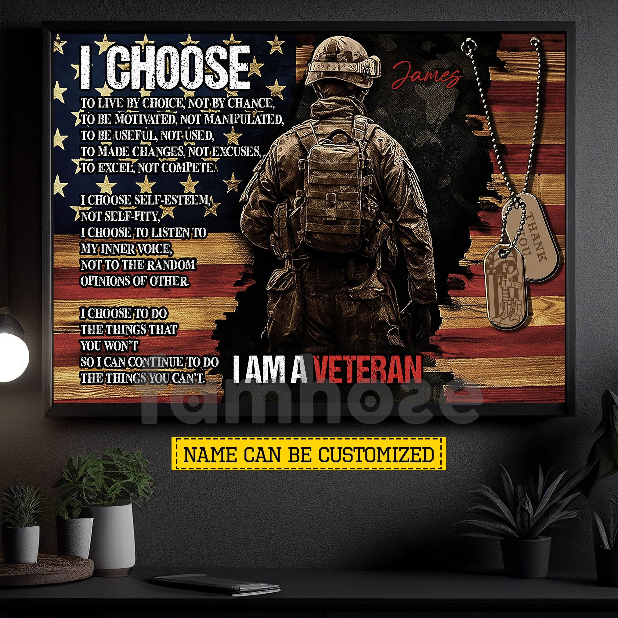Personalized Veterans Canvas Painting, I Choose I'm A Veteran Wall Art ...