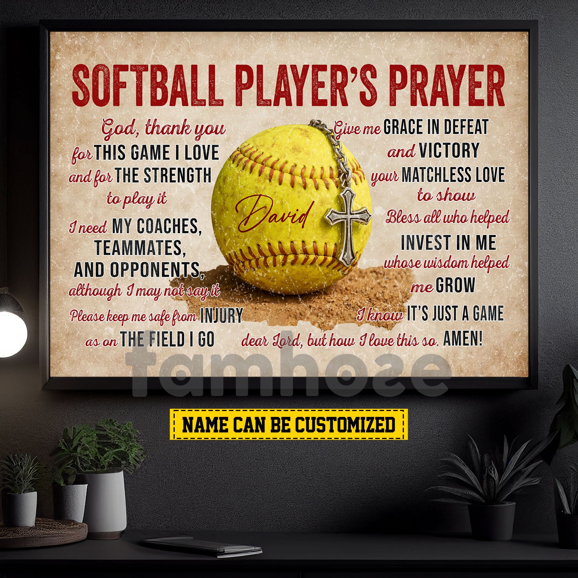 Personalized Softball God Canvas Painting, Softball Player's Prayer Sp ...