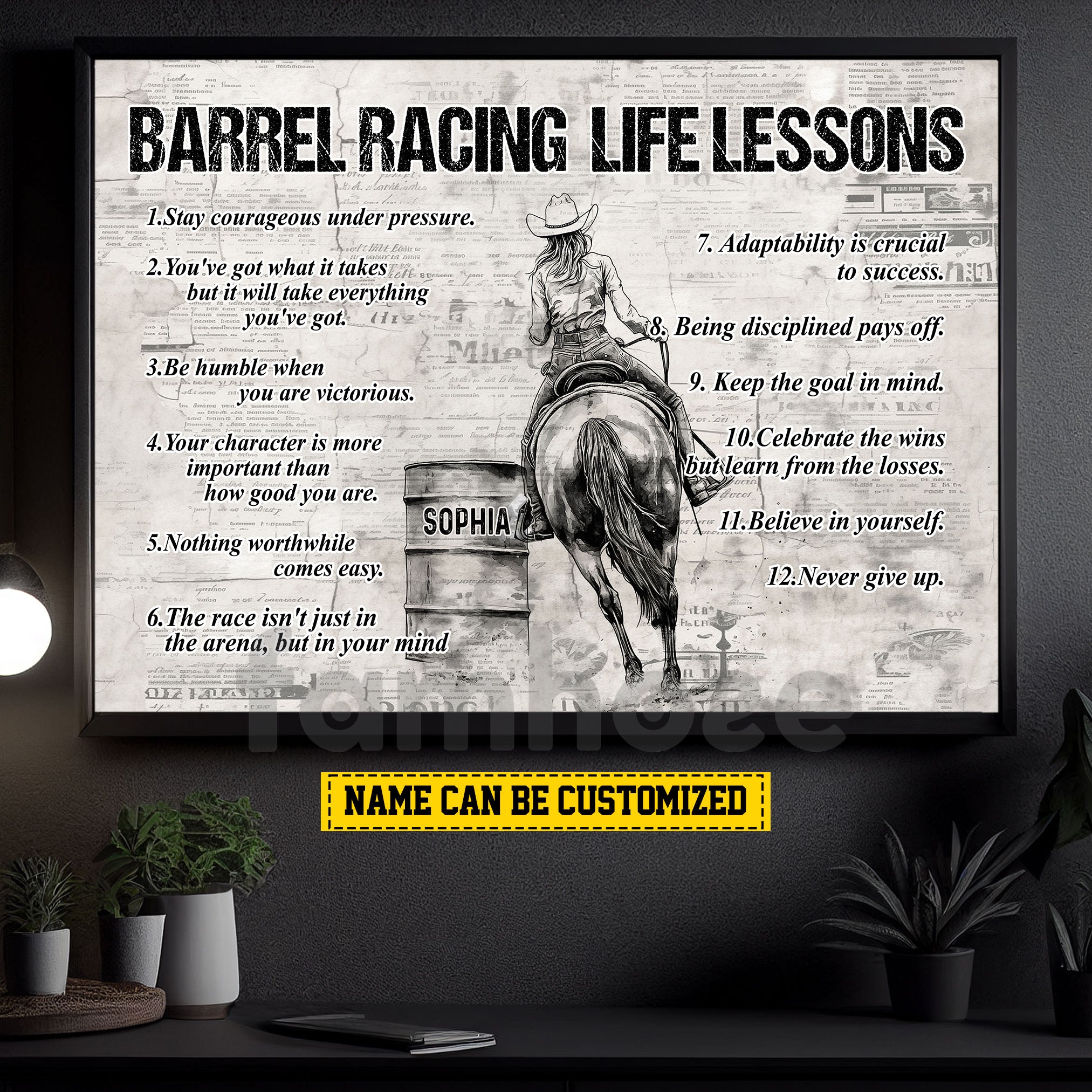 Personalized Motivational Barrel Racing Girl Canvas Painting, Barrel R ...