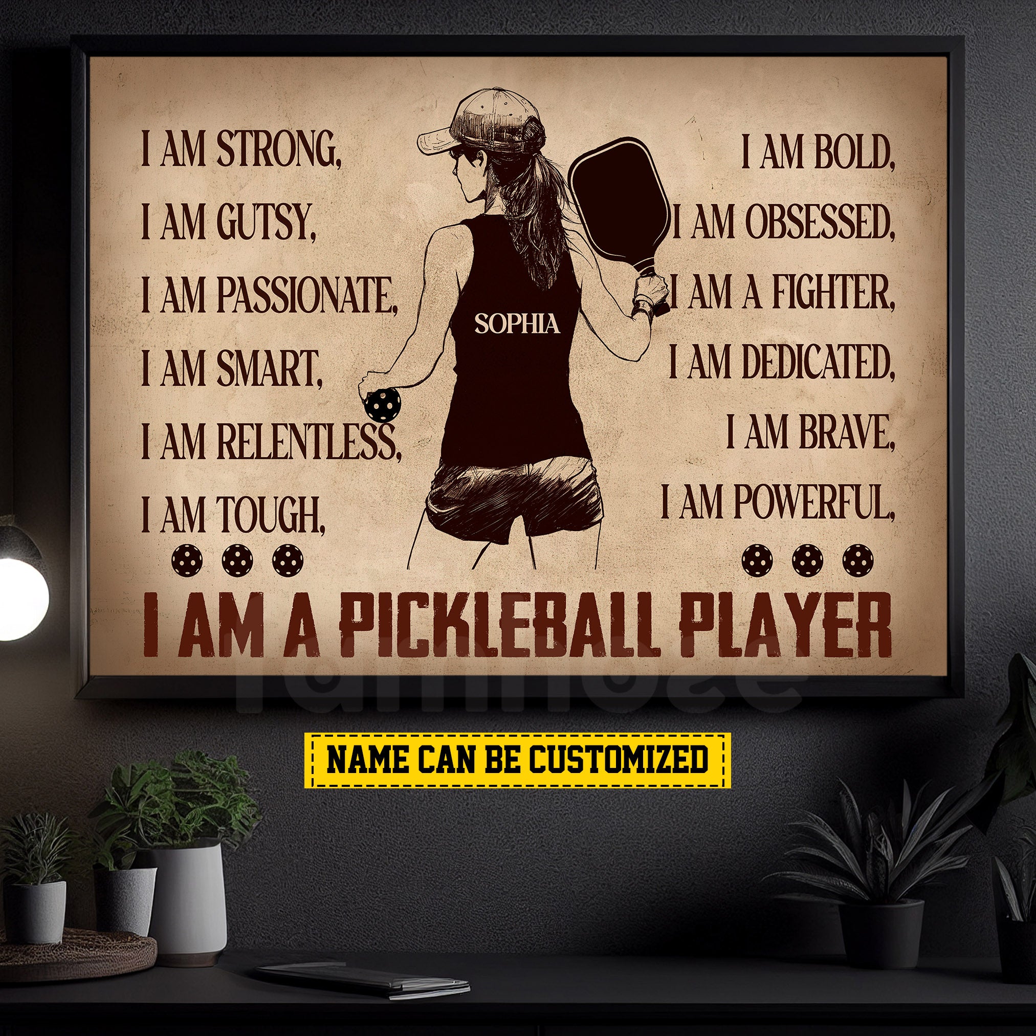 Personalized Pickleball Girl Canvas Painting, I Am A Pickleball Player ...