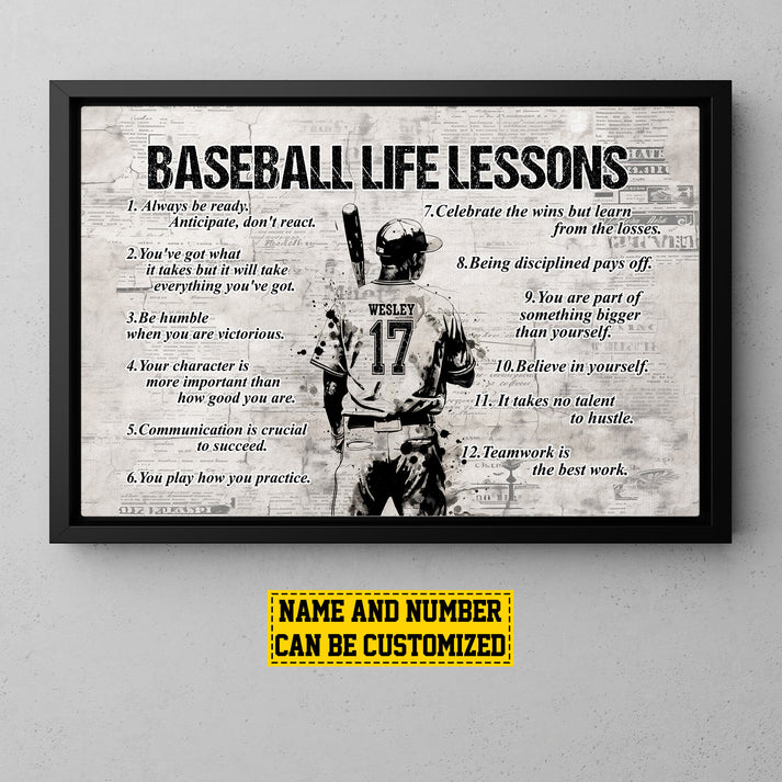Baseball Life Lessons Canvas Painting, Personalized Inspirational Quot ...