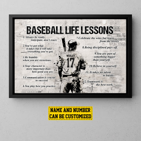 Baseball Life Lessons, Personalized Motivational Baseball Canvas Paint ...