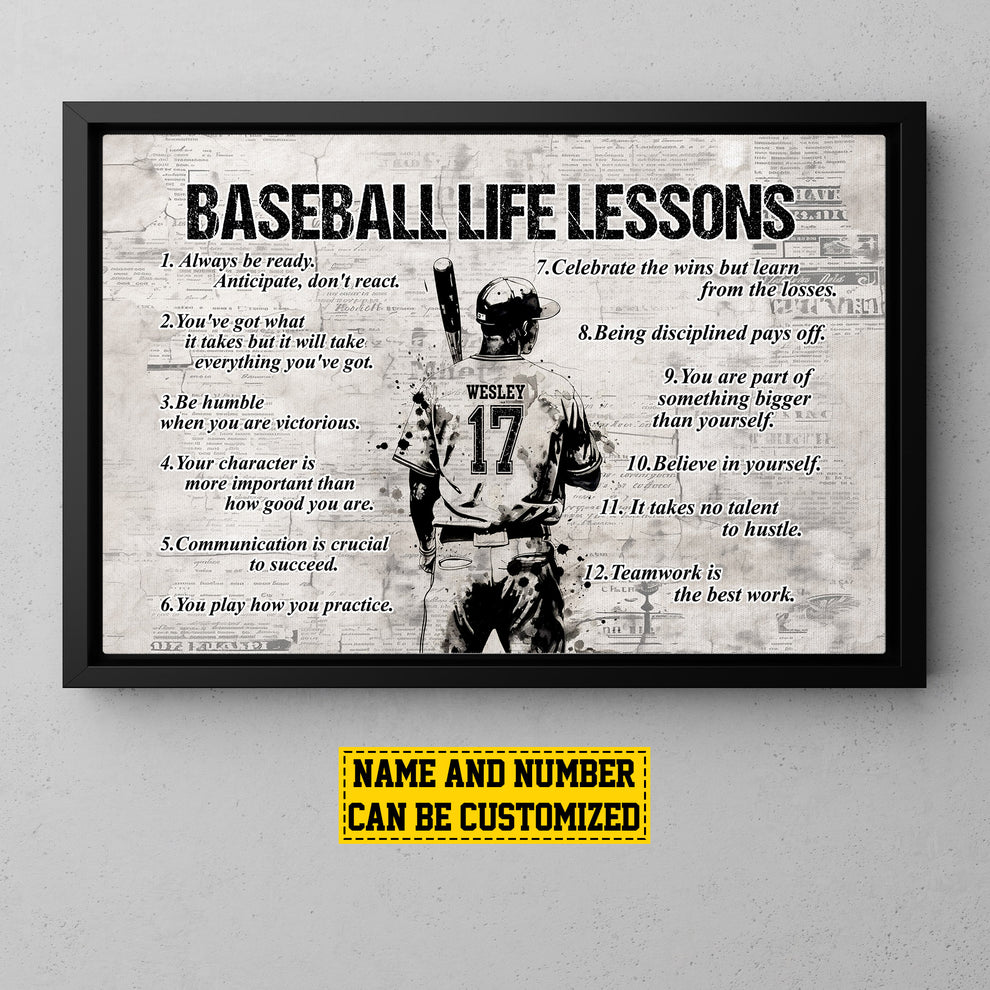 Baseball Life Lessons, Personalized Motivational Baseball Canvas Paint ...
