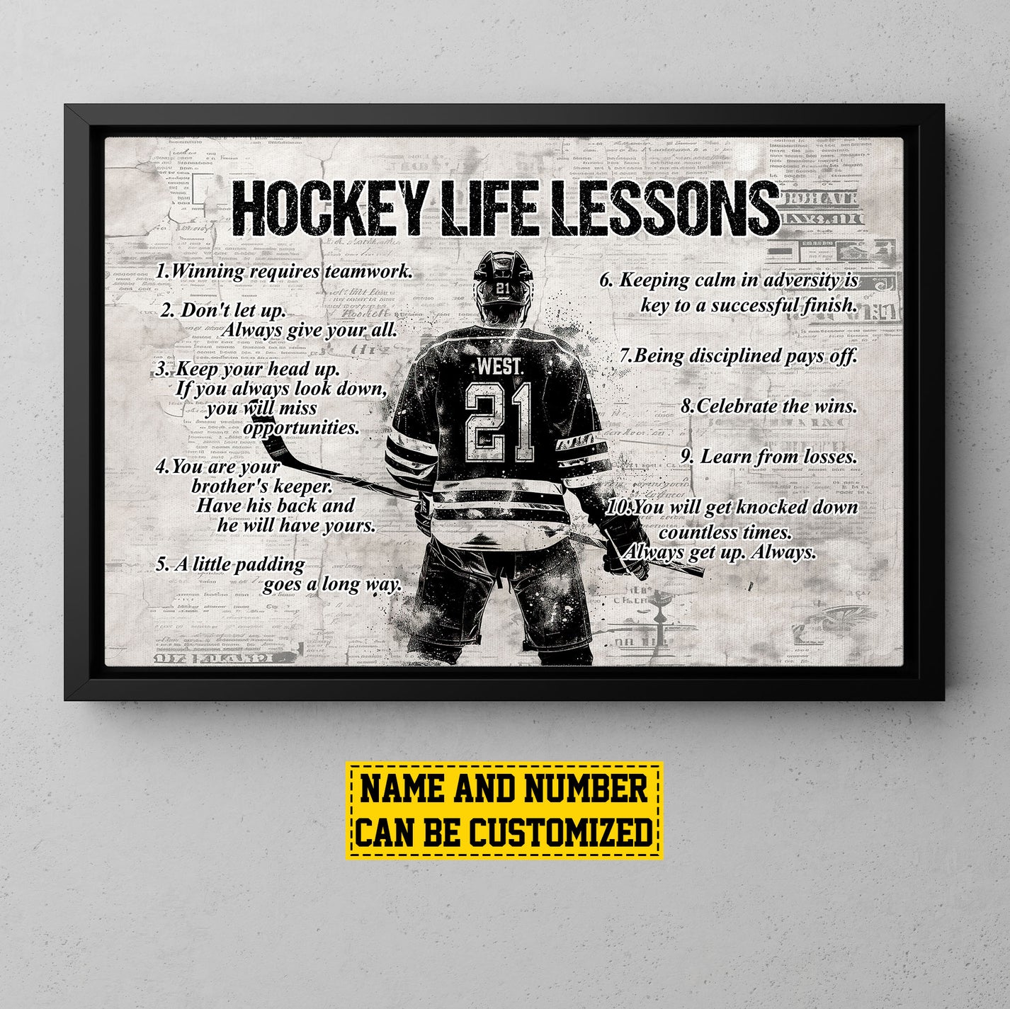 Hockey Life Lessons, Personalized Motivational Hockey Canvas Painting ...