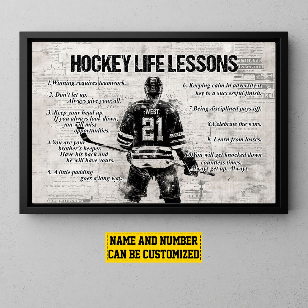 Hockey Life Lessons, Personalized Motivational Hockey Canvas Painting ...