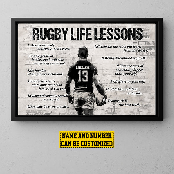 Personalized Motivational Rugby Canvas Painting, Rugby Life Lessons, I ...